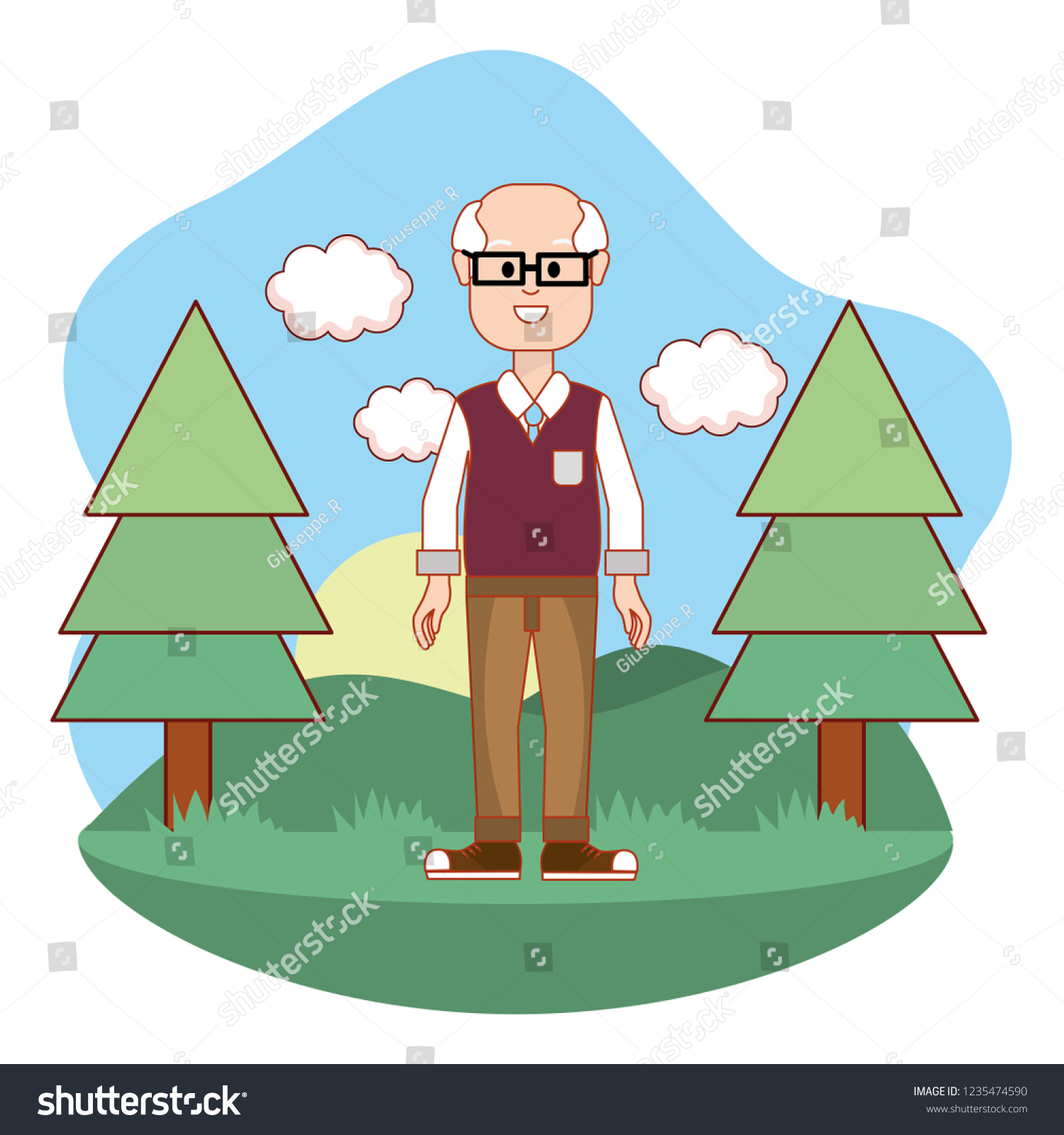 Cartoon Old Man Design Stock Vector (Royalty Free) 1235474590 ...