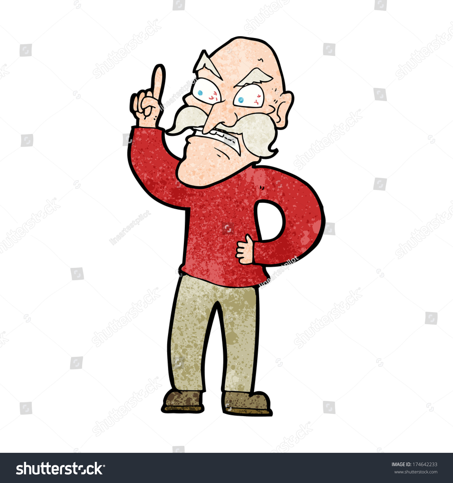 Cartoon Old Man Laying Down Rules Stock Vector (Royalty Free) 174642233