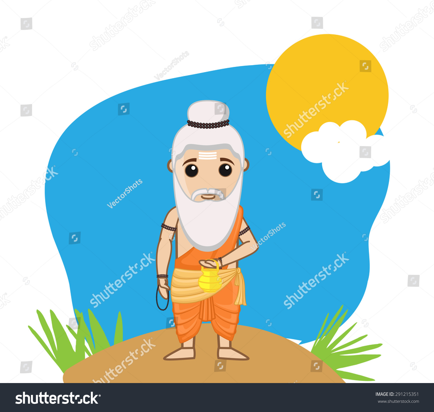 Cartoon Old Sage Character: vector de stock (libre de regalías) 291215351