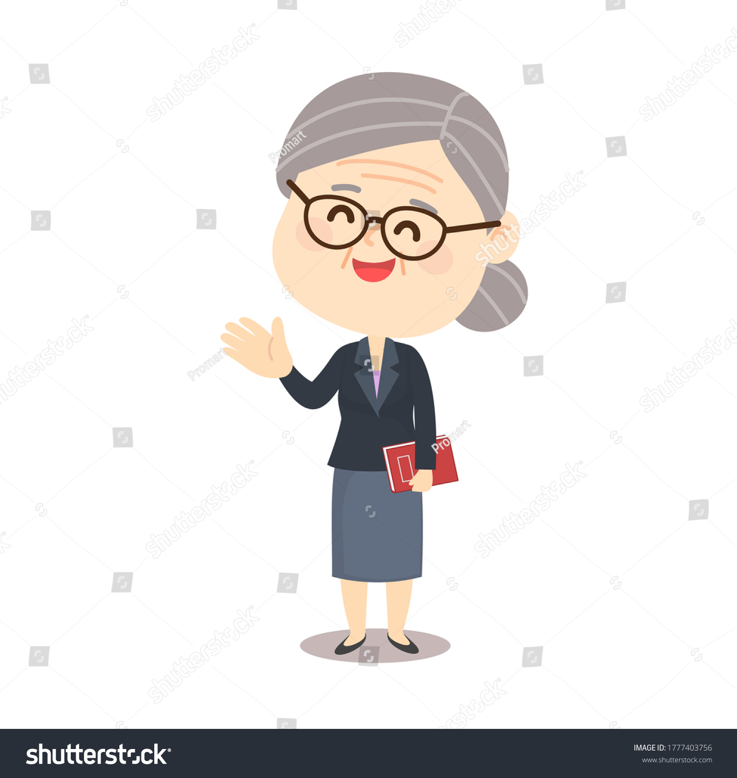 Cartoon Old Teacher Character Vector Stock Vector (Royalty Free) 1777403756