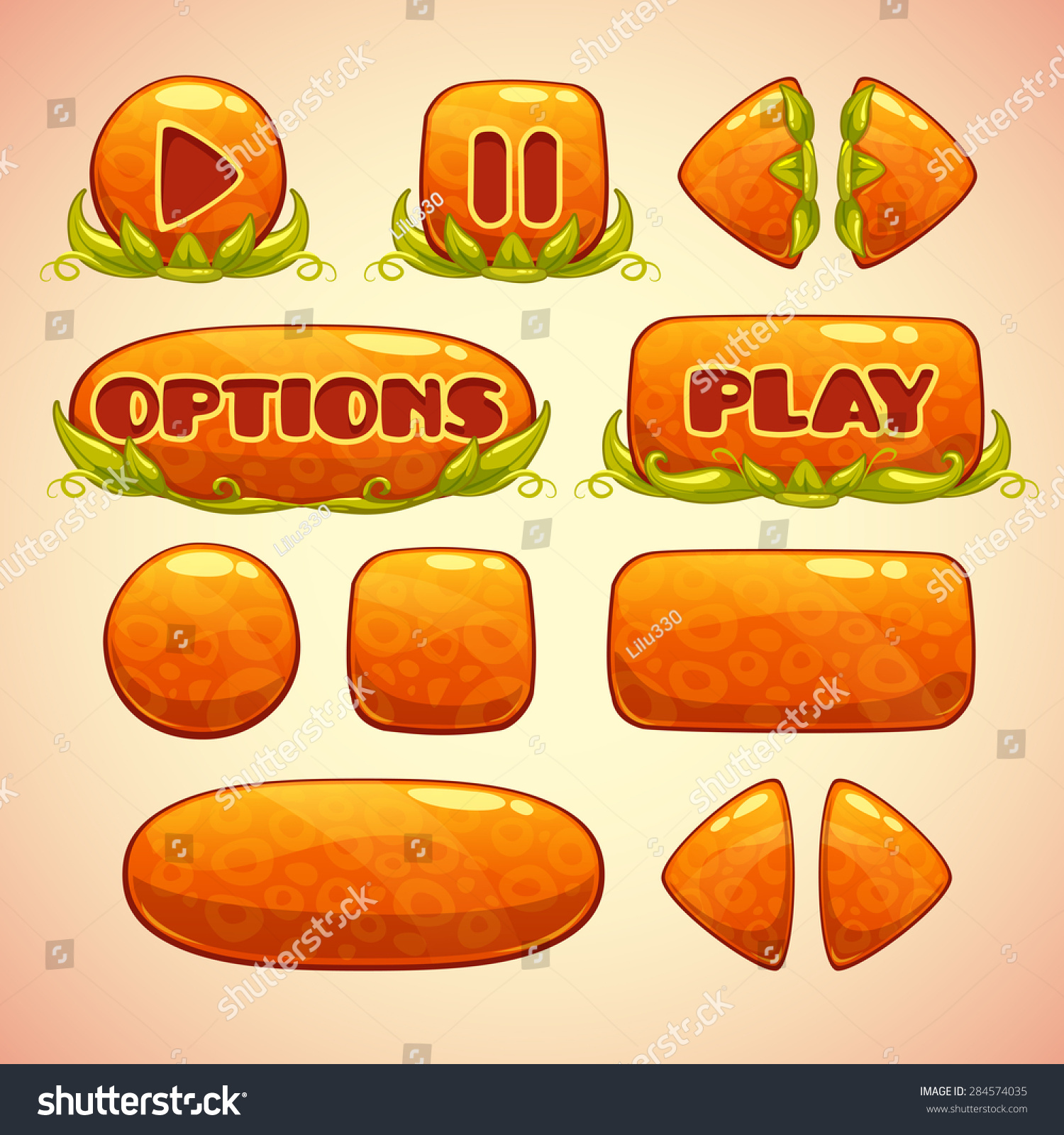 Cartoon Orange Buttons Nature Elements Vector Stock Vector (Royalty ...