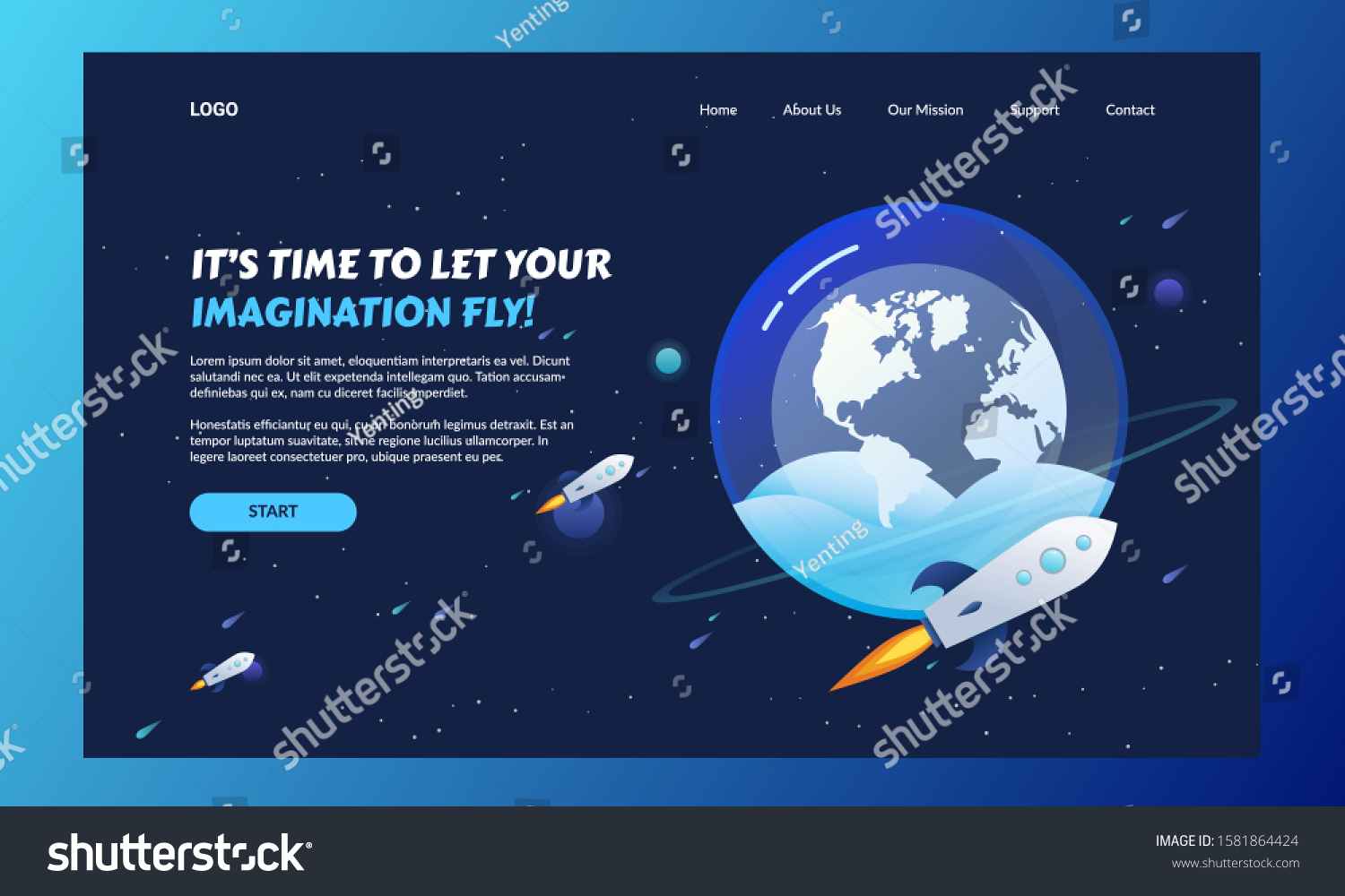 Cartoon Outer Space Concept World Map Stock Vector (Royalty Free ...