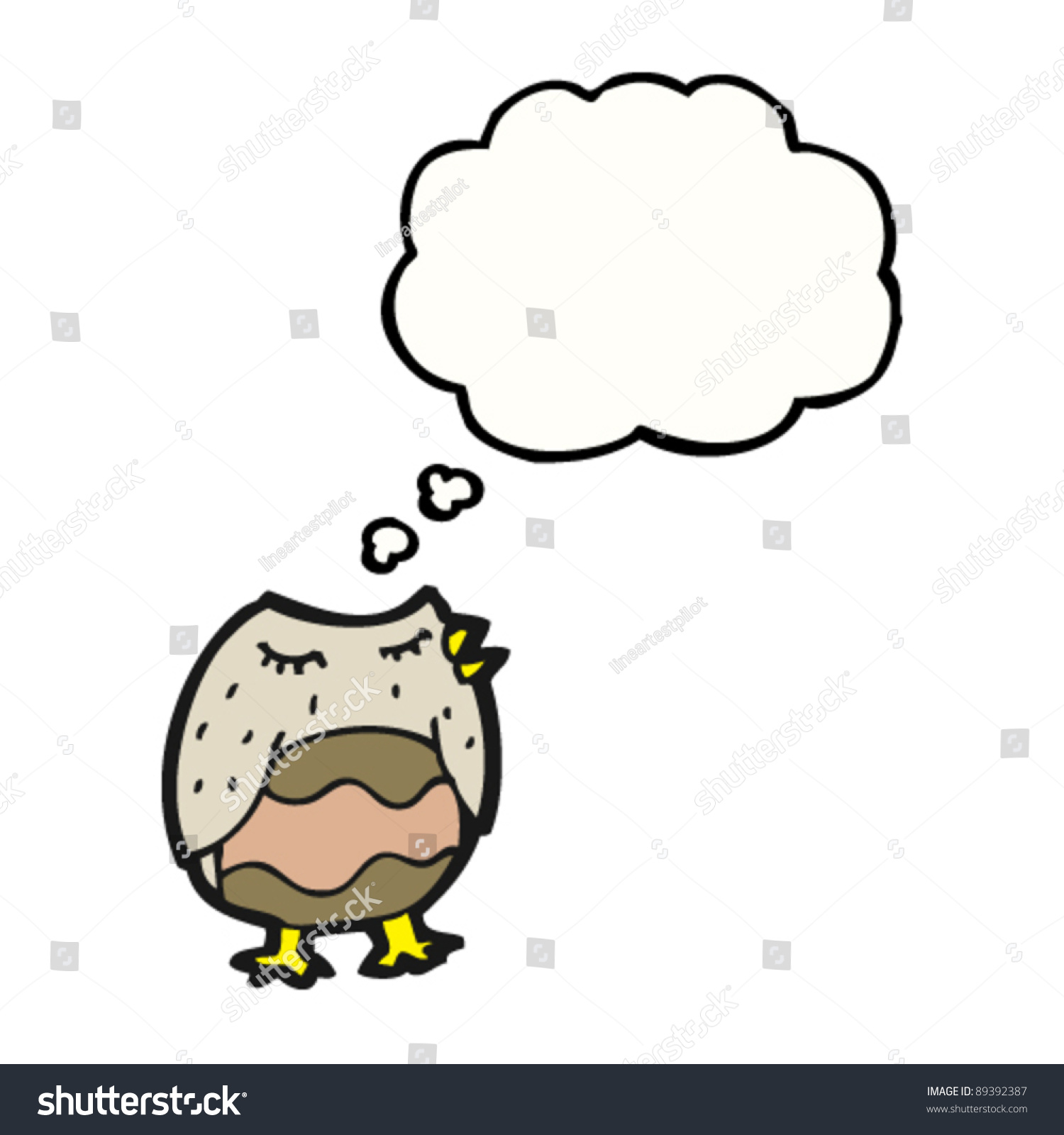 Cartoon Owl Thinking Stock Vector (Royalty Free) 89392387
