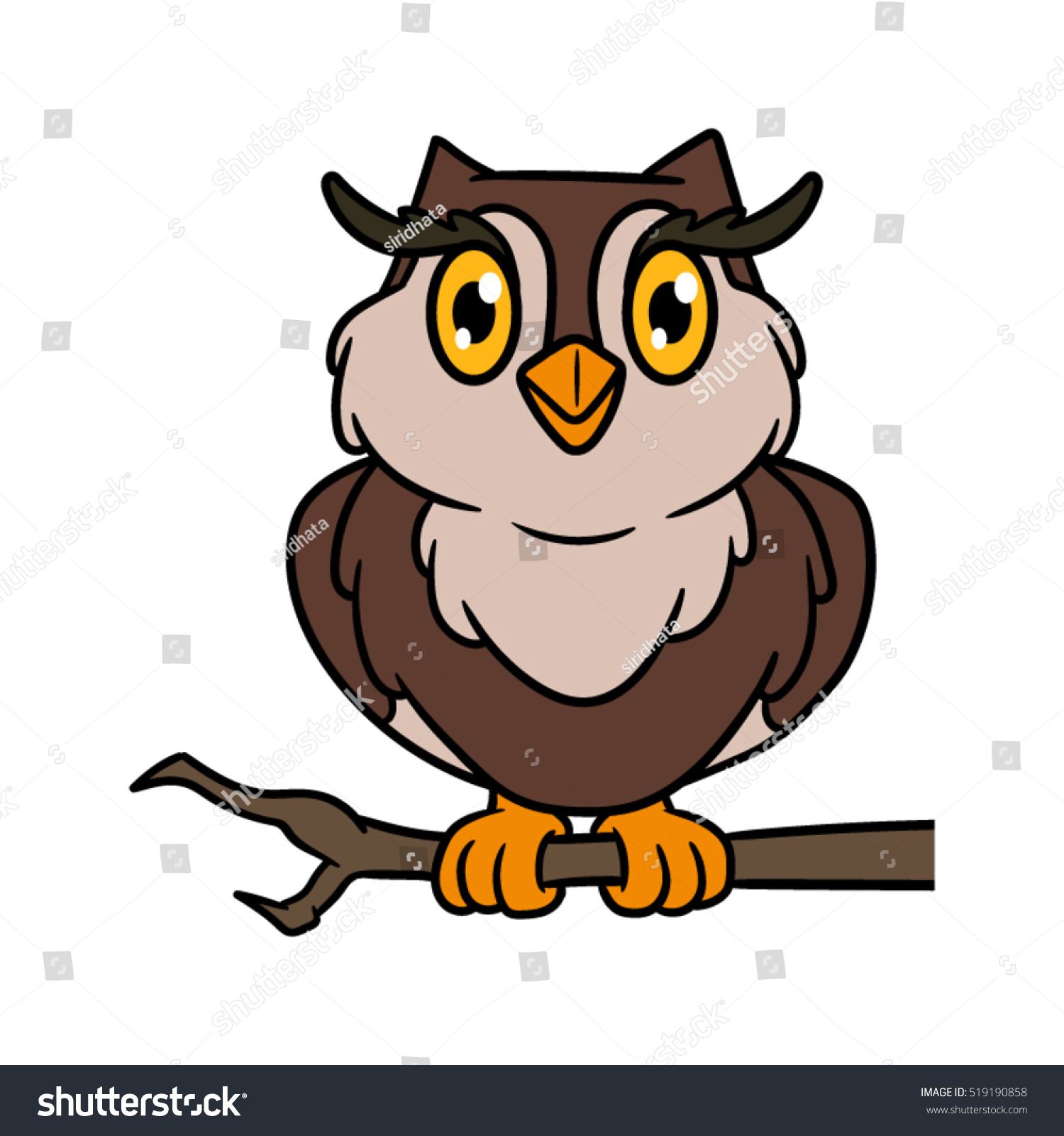 Cartoon Owl Vector Illustration Stock Vector (Royalty Free) 519190858