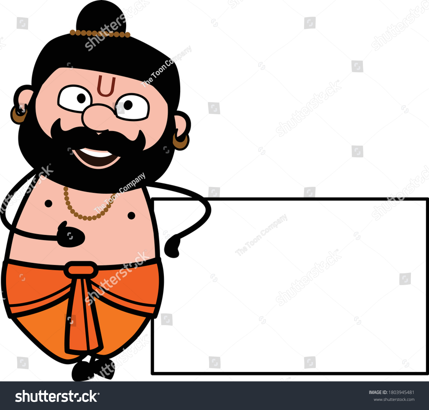 Cartoon Pandit Empty Banner Stock Vector (Royalty Free) 1803945481