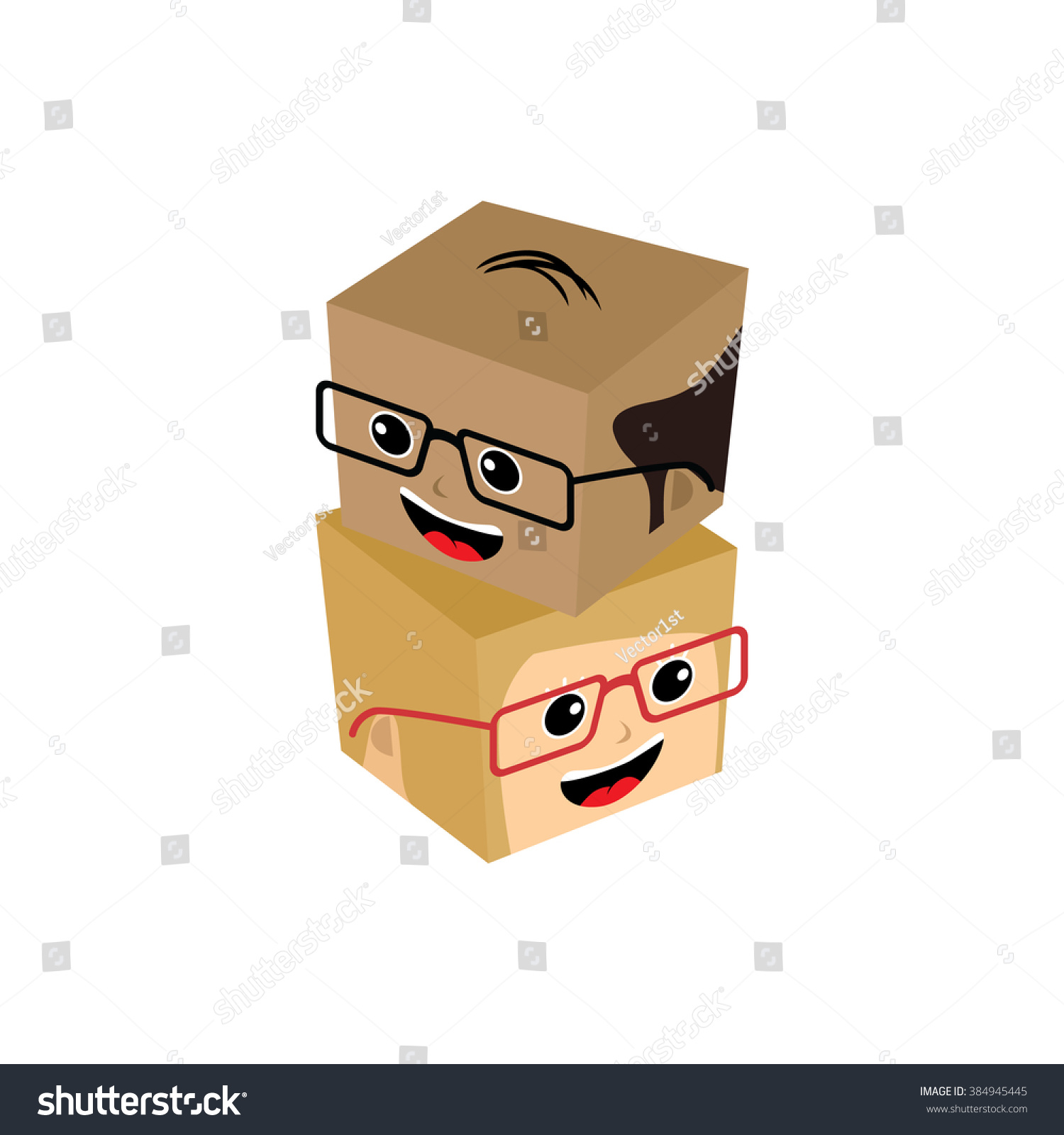 Cartoon People Block Isometric Theme 스톡 벡터(로열티 프리) 384945445 | Shutterstock