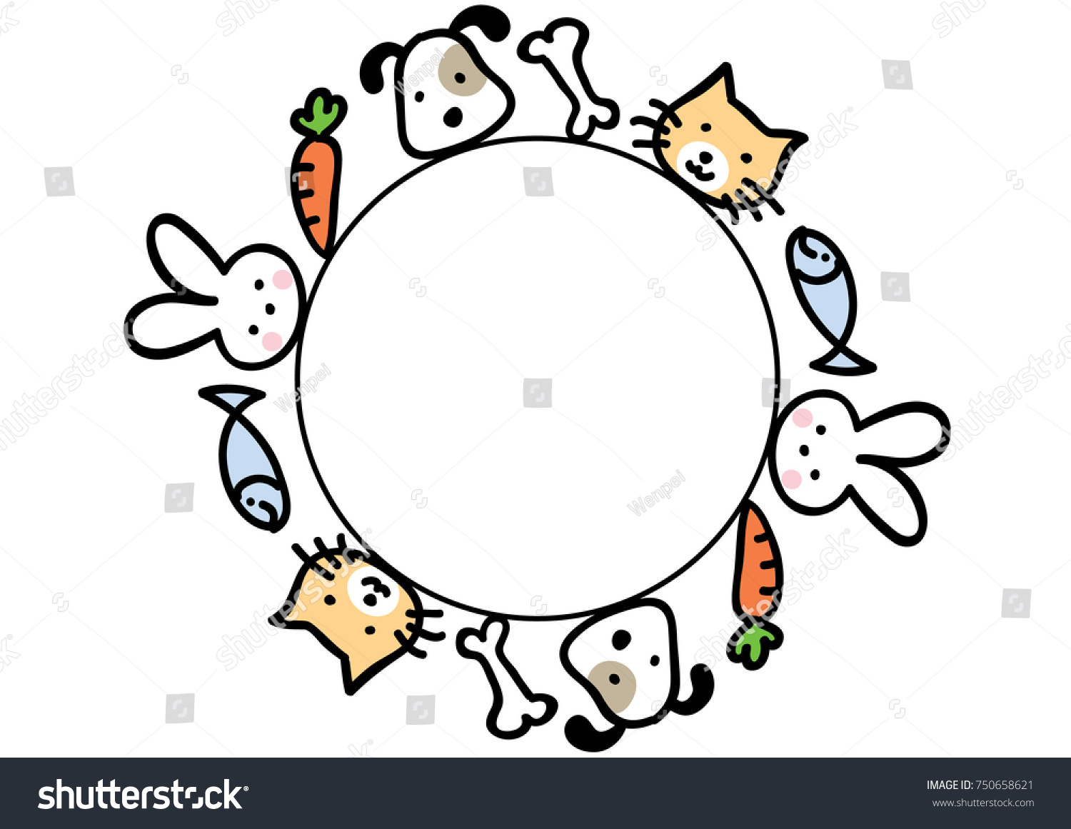 Cartoon Pet Border Design Stock Vector (Royalty Free) 750658621