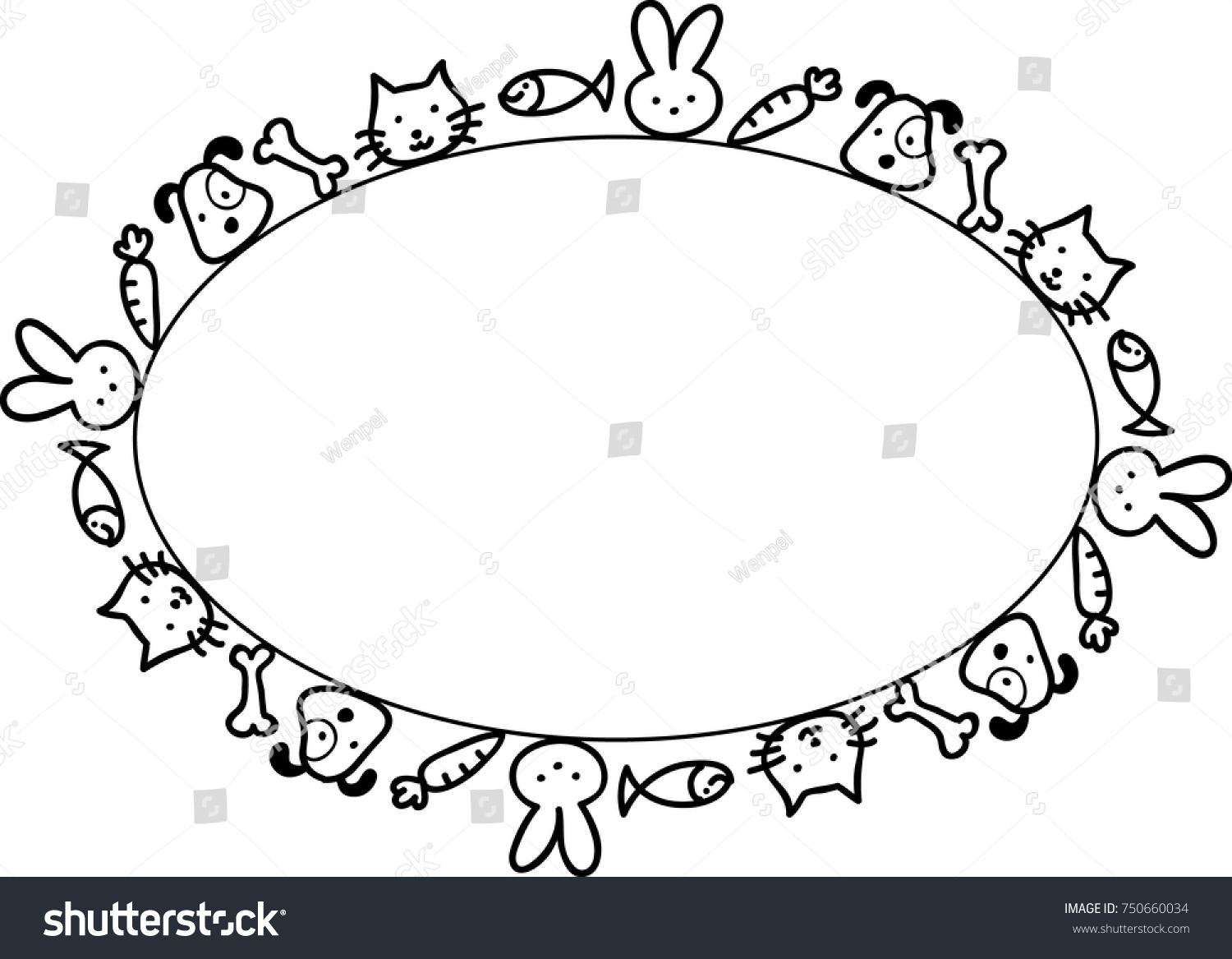 Cartoon Pet Border Design Stock Vector (Royalty Free) 750660034 ...