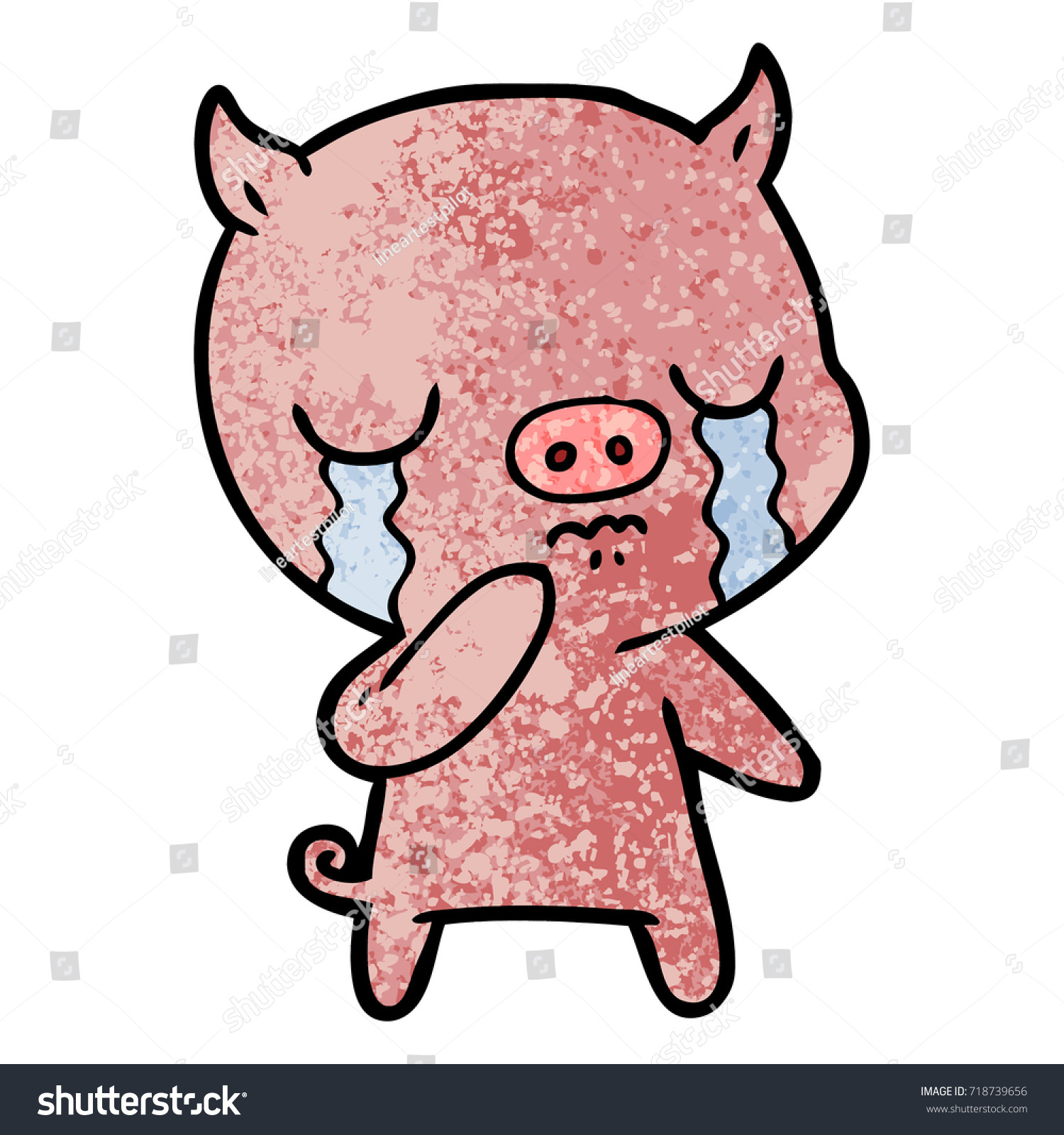 Cartoon Pig Crying Stock Vector (Royalty Free) 718739656 | Shutterstock