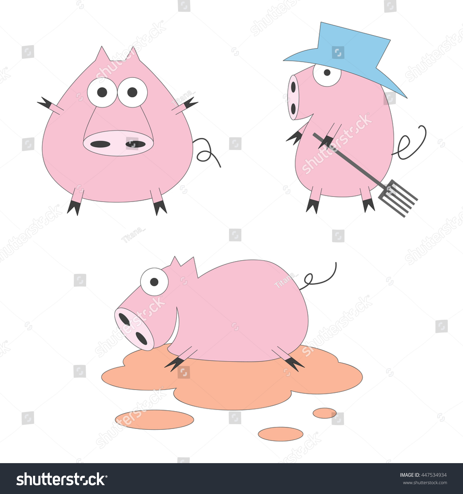 Cartoon Piggy Vector Stock Vector (Royalty Free) 447534934