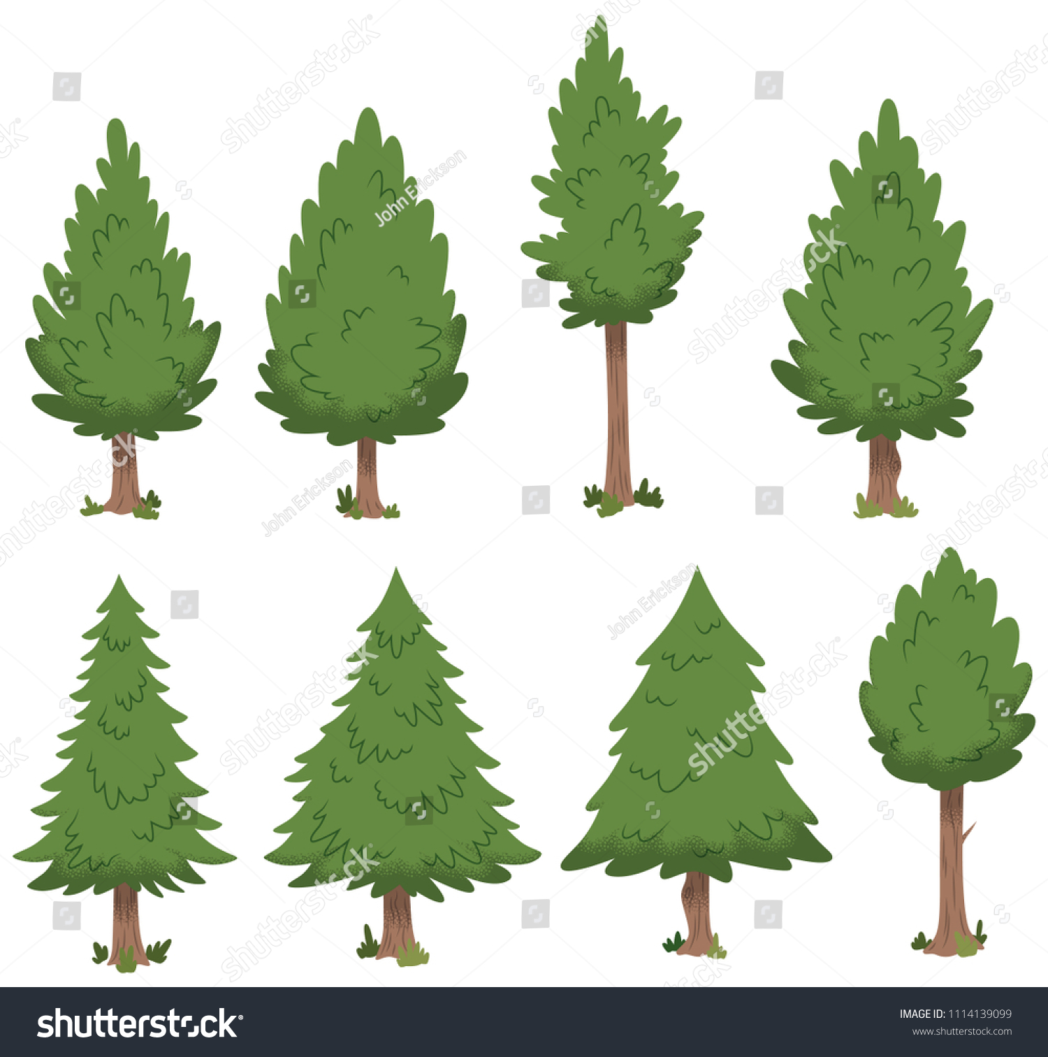 Cartoon Pine Trees Stock Vector (Royalty Free) 1114139099 | Shutterstock