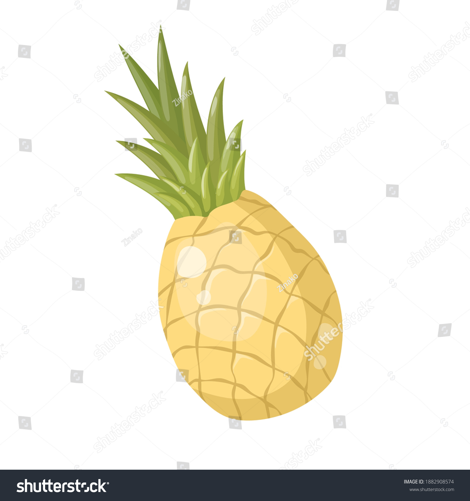 Cartoon Pineapple Isolated On White Background: เวกเตอร์สต็อก (ปลอดค่า ...