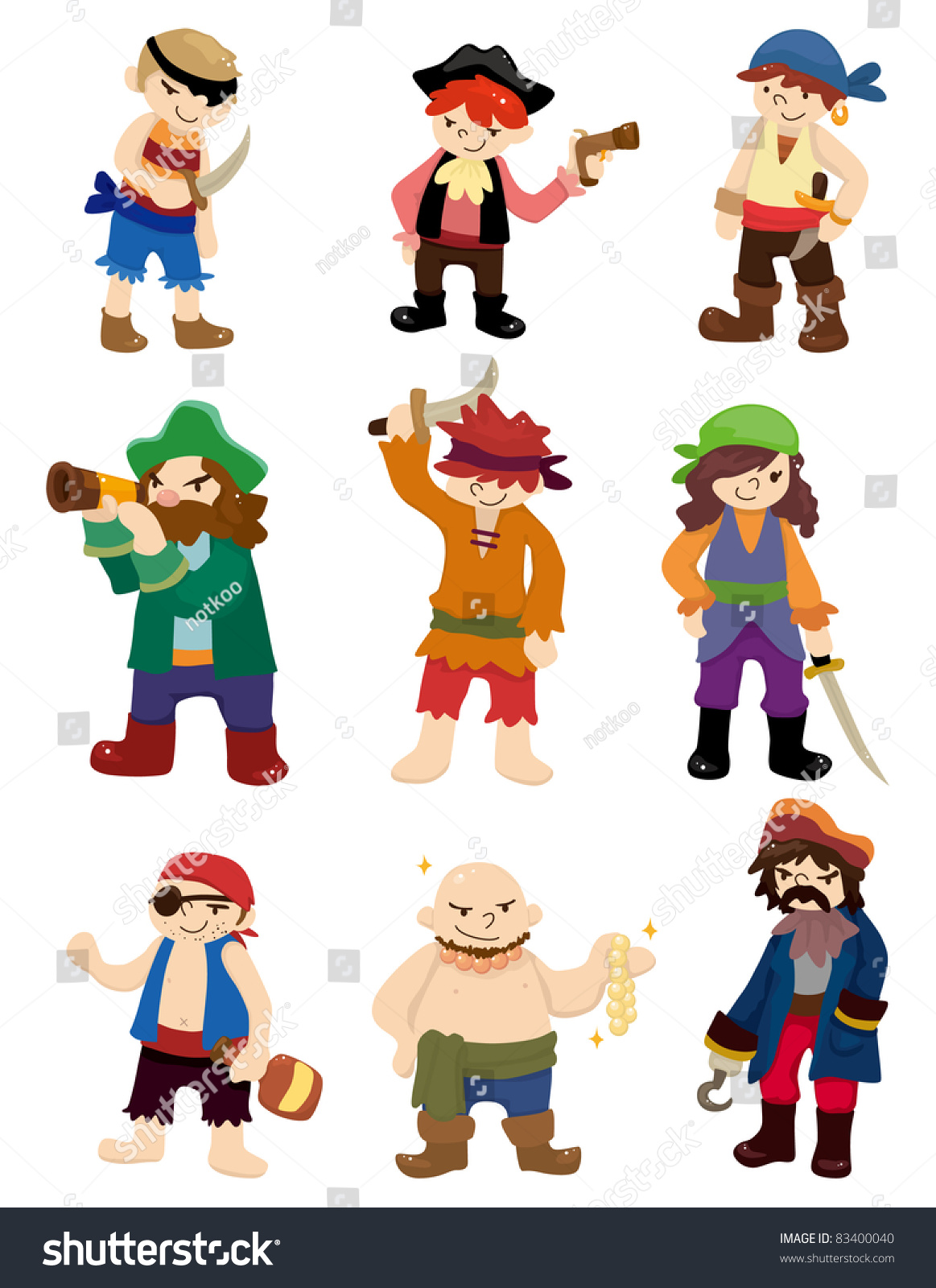 Cartoon Pirate Icon Set Stock Vector (Royalty Free) 83400040