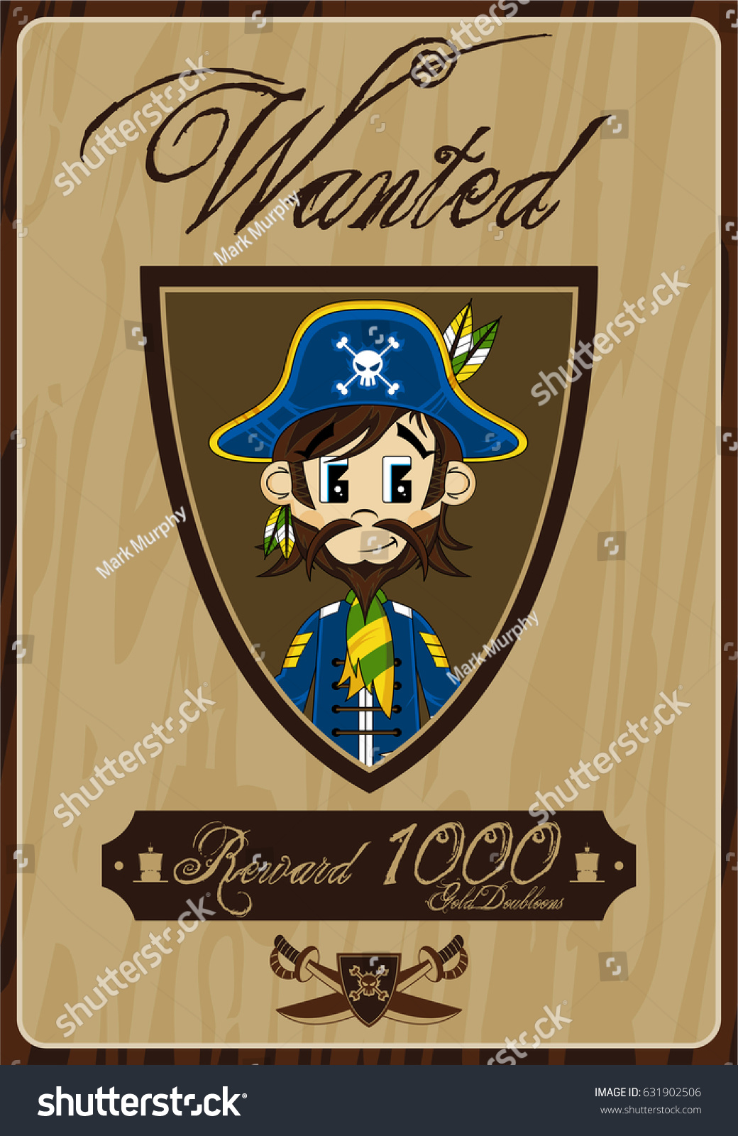 Cartoon Pirate Wanted Poster Stock Vector (Royalty Free) 631902506 ...
