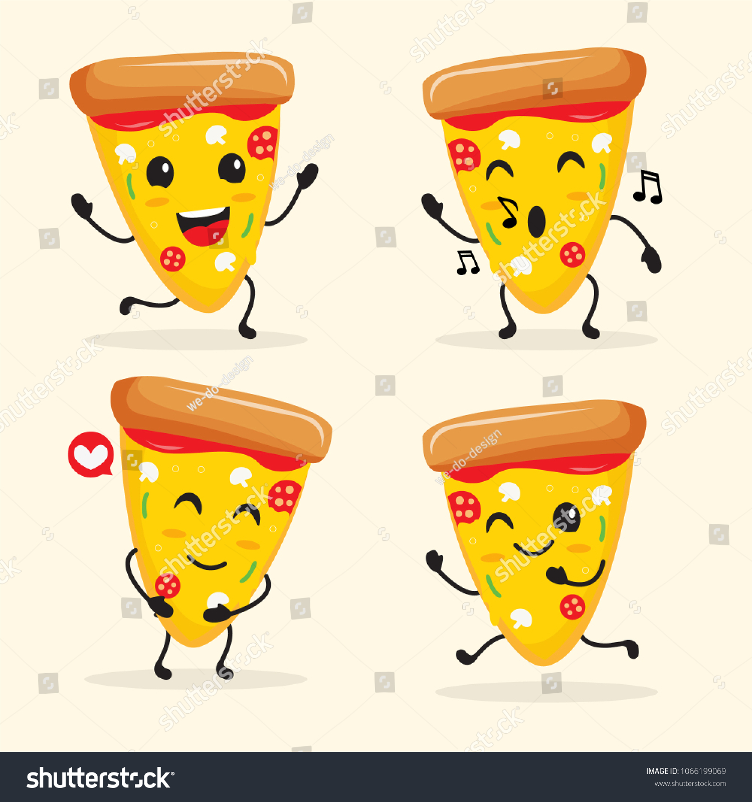 Cartoon Pizza Slice Character Stock Vector (Royalty Free) 1066199069