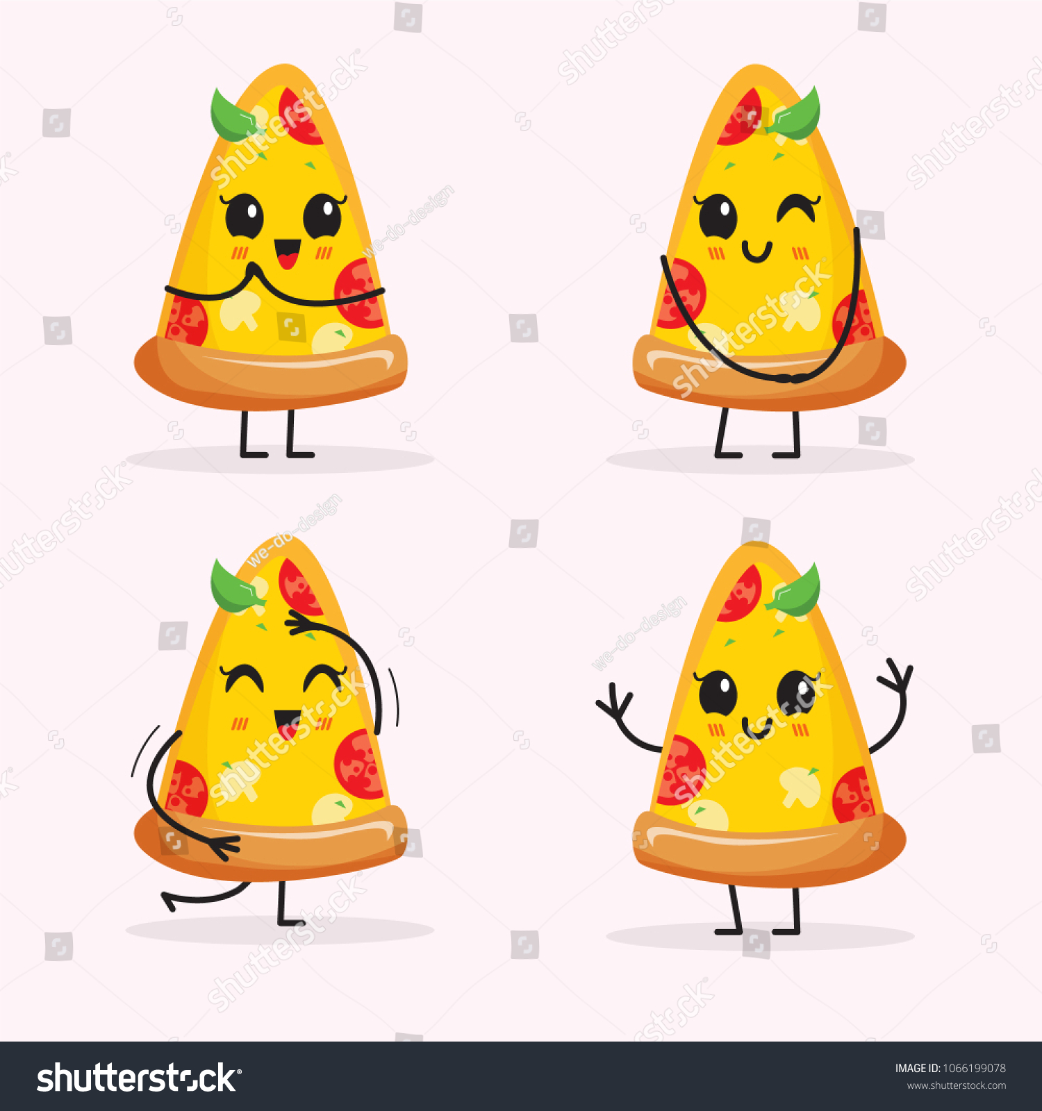 Cartoon Pizza Slice Character Stock Vector (Royalty Free) 1066199078