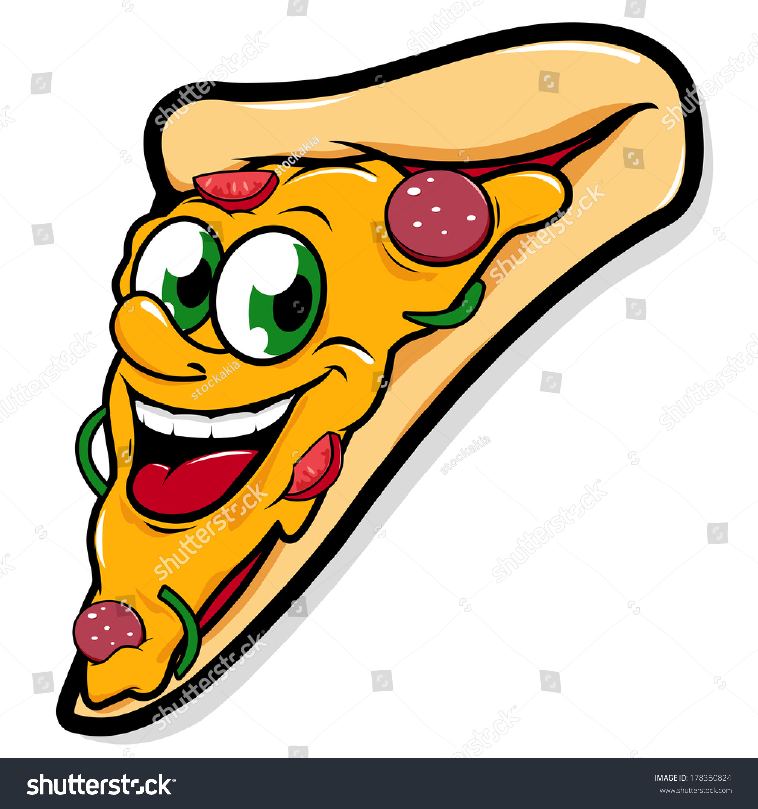 Cartoon Pizza Slice Character Vector Illustration Stock Vector (Royalty ...