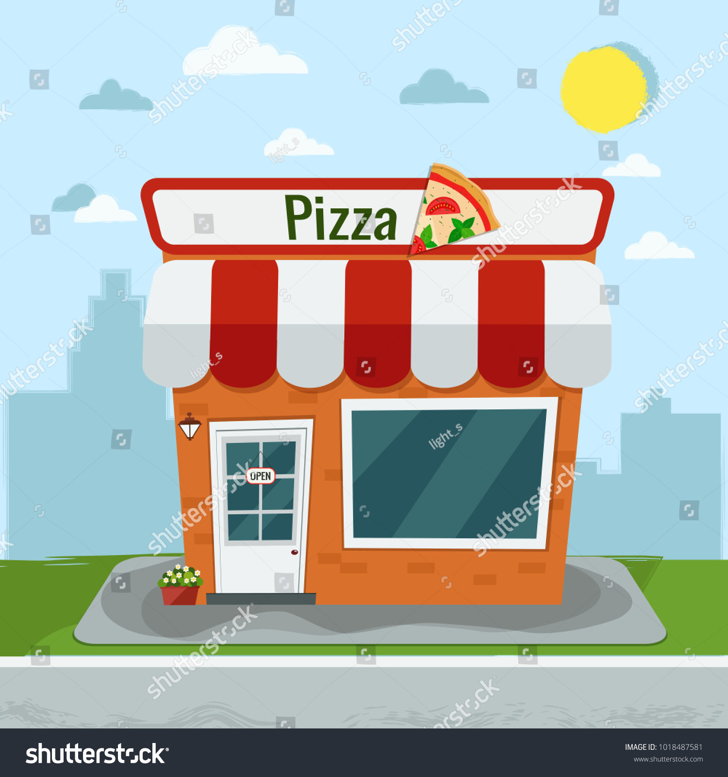 Cartoon Pizzeria Vector Illustration Flat Design Stock Vector (Royalty ...