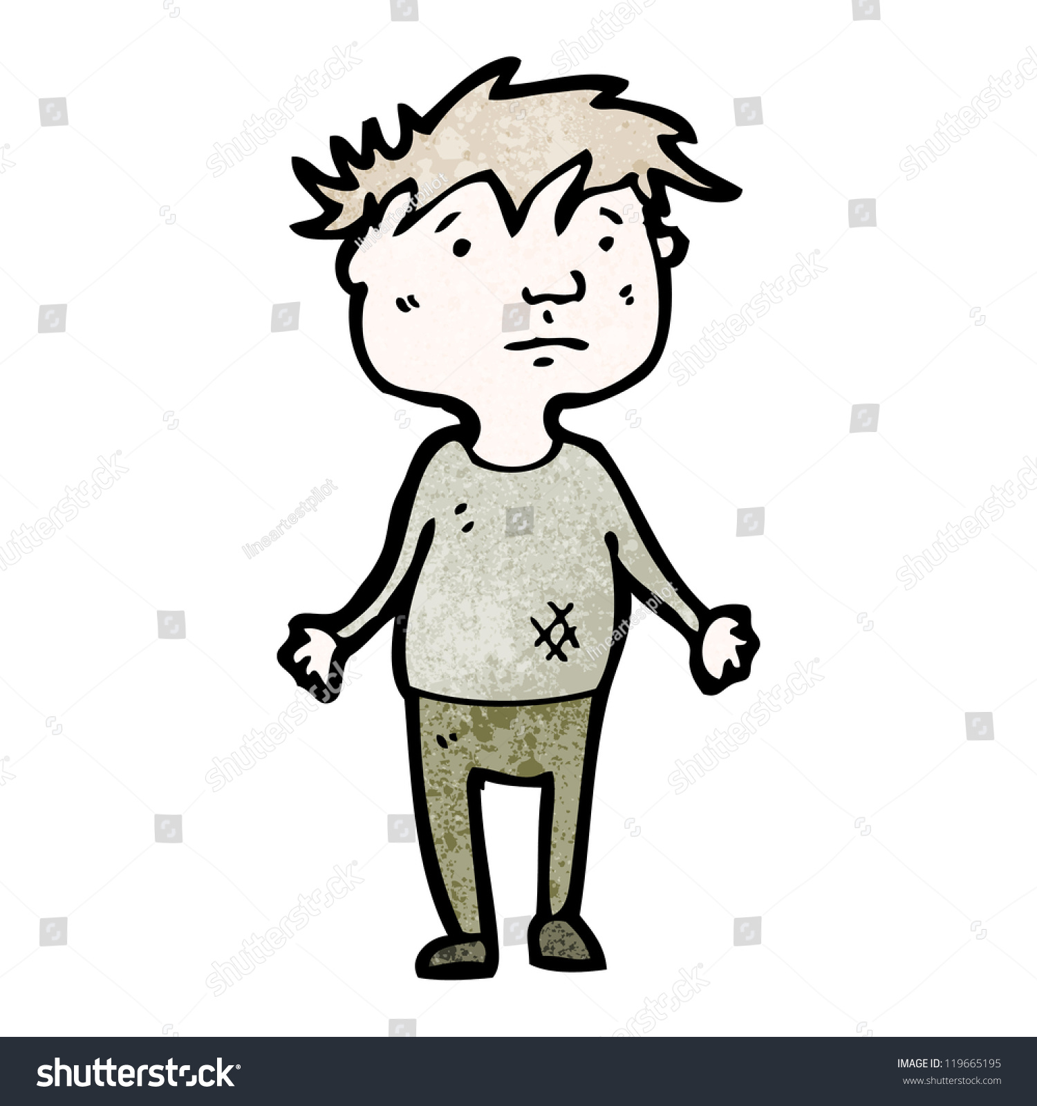 Cartoon Poor Orphan Boy Stock Vector Illustration 119665195 : Shutterstock