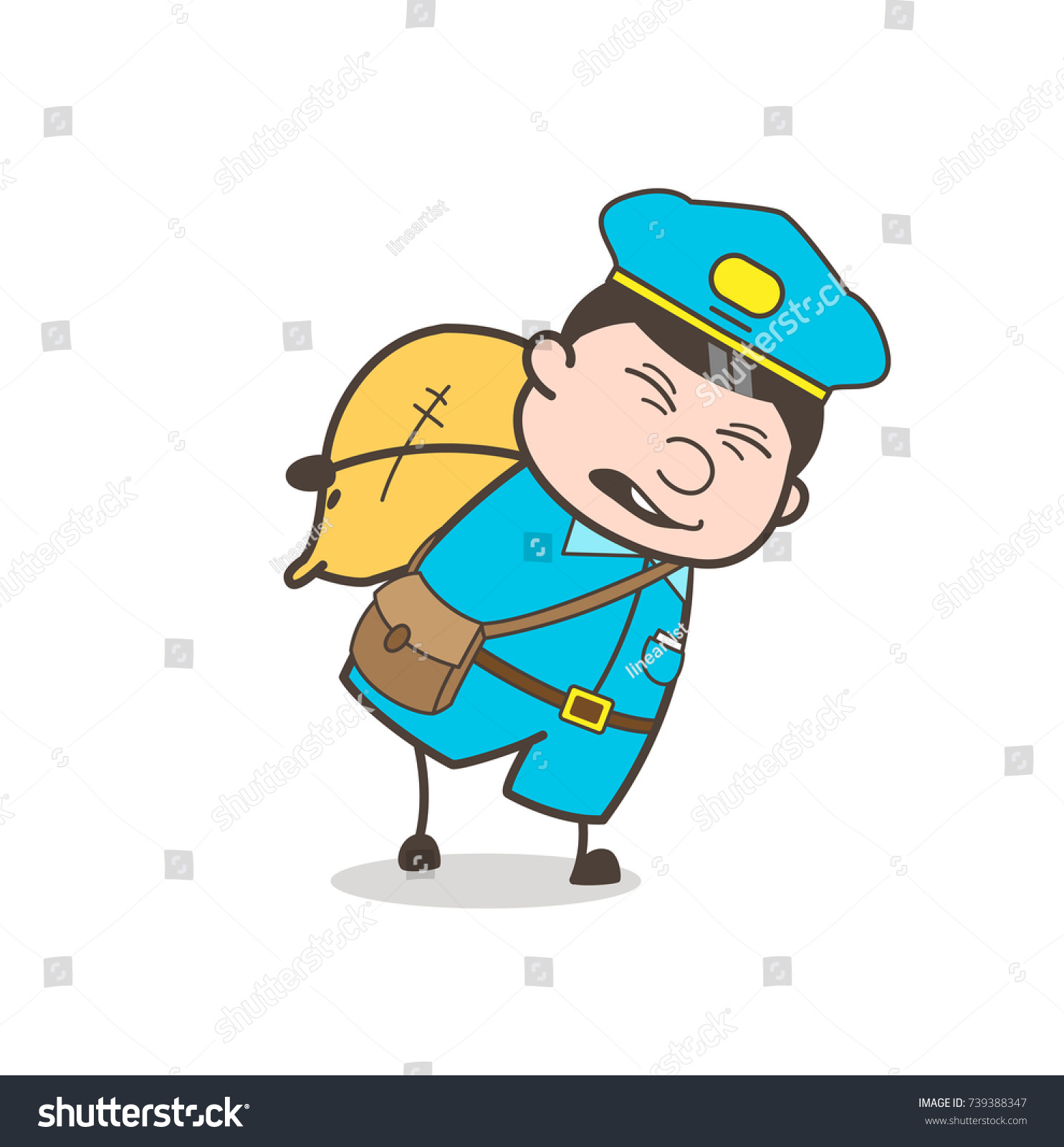 Cartoon Postman Carrying Heavy Burden Vector: Stock-Vektorgrafik ...