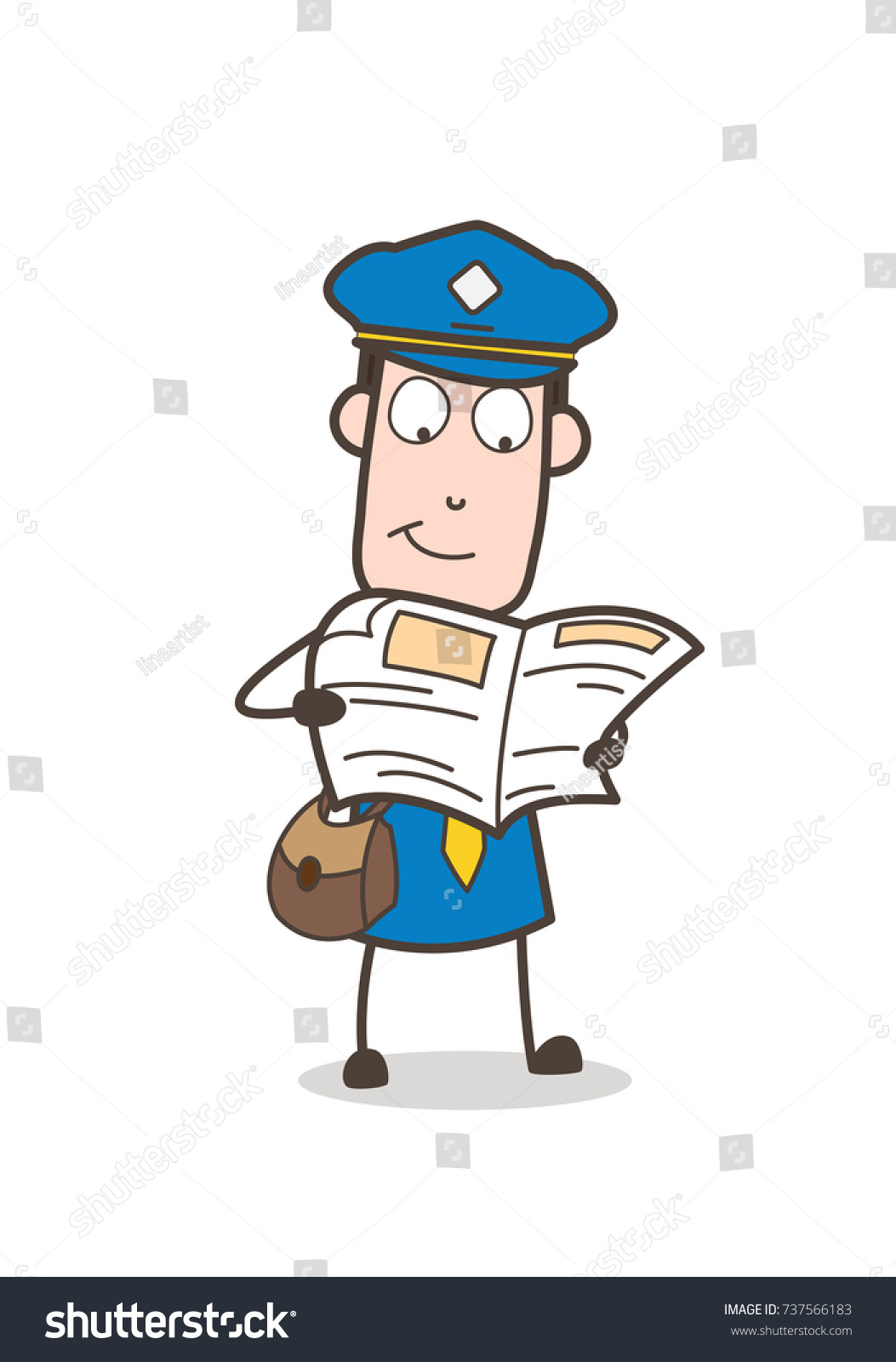 Cartoon Postman Reading Newspaper Vector: Vector có sẵn (miễn phí bản ...