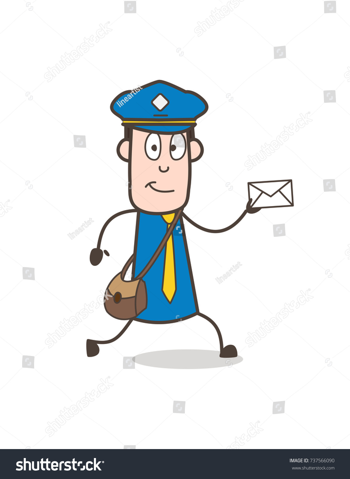 Cartoon Postman Running Letter Stock Vector (Royalty Free) 737566090 ...