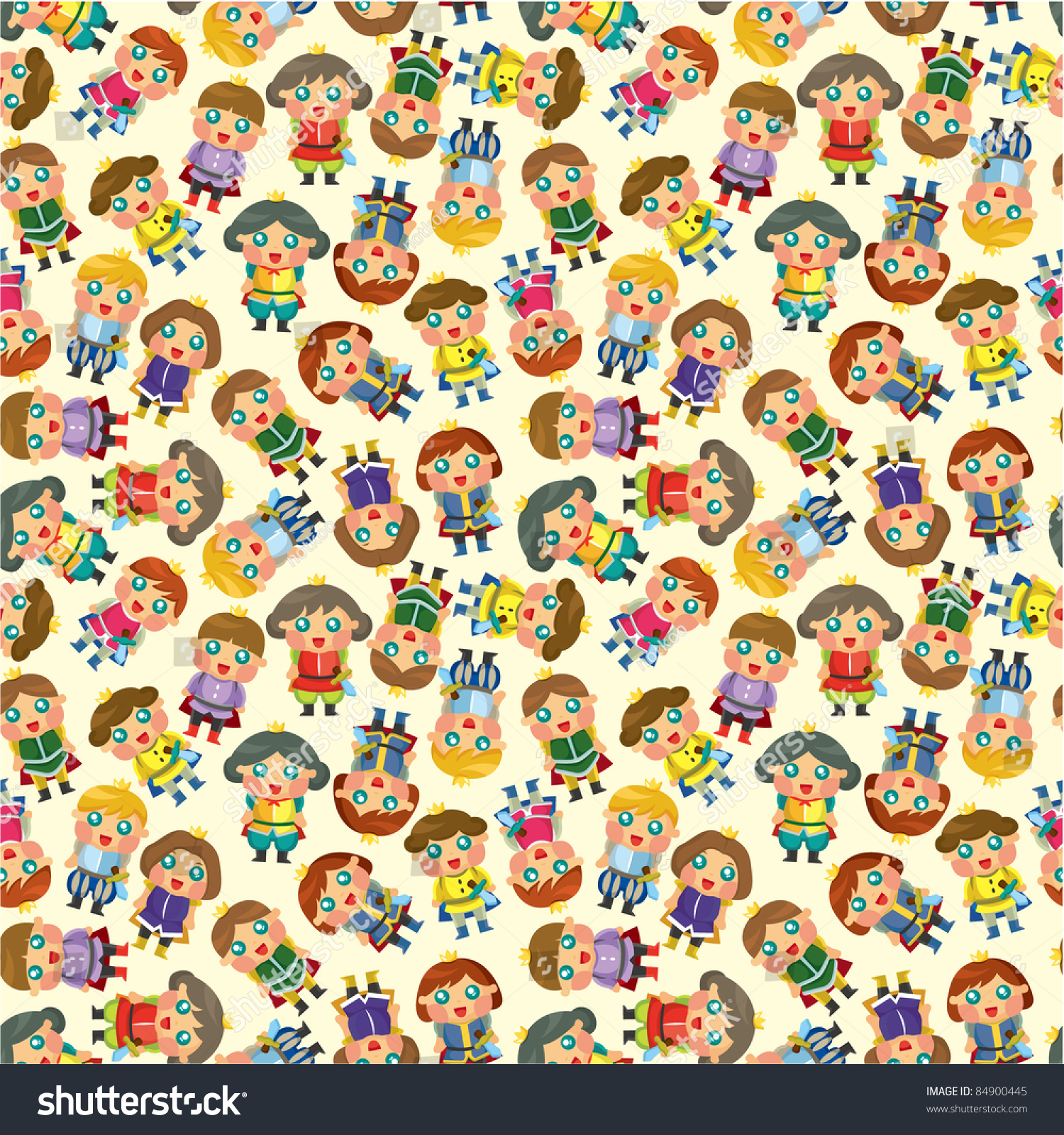 Cartoon Prince Seamless Pattern Stock Vector (Royalty Free) 84900445 ...