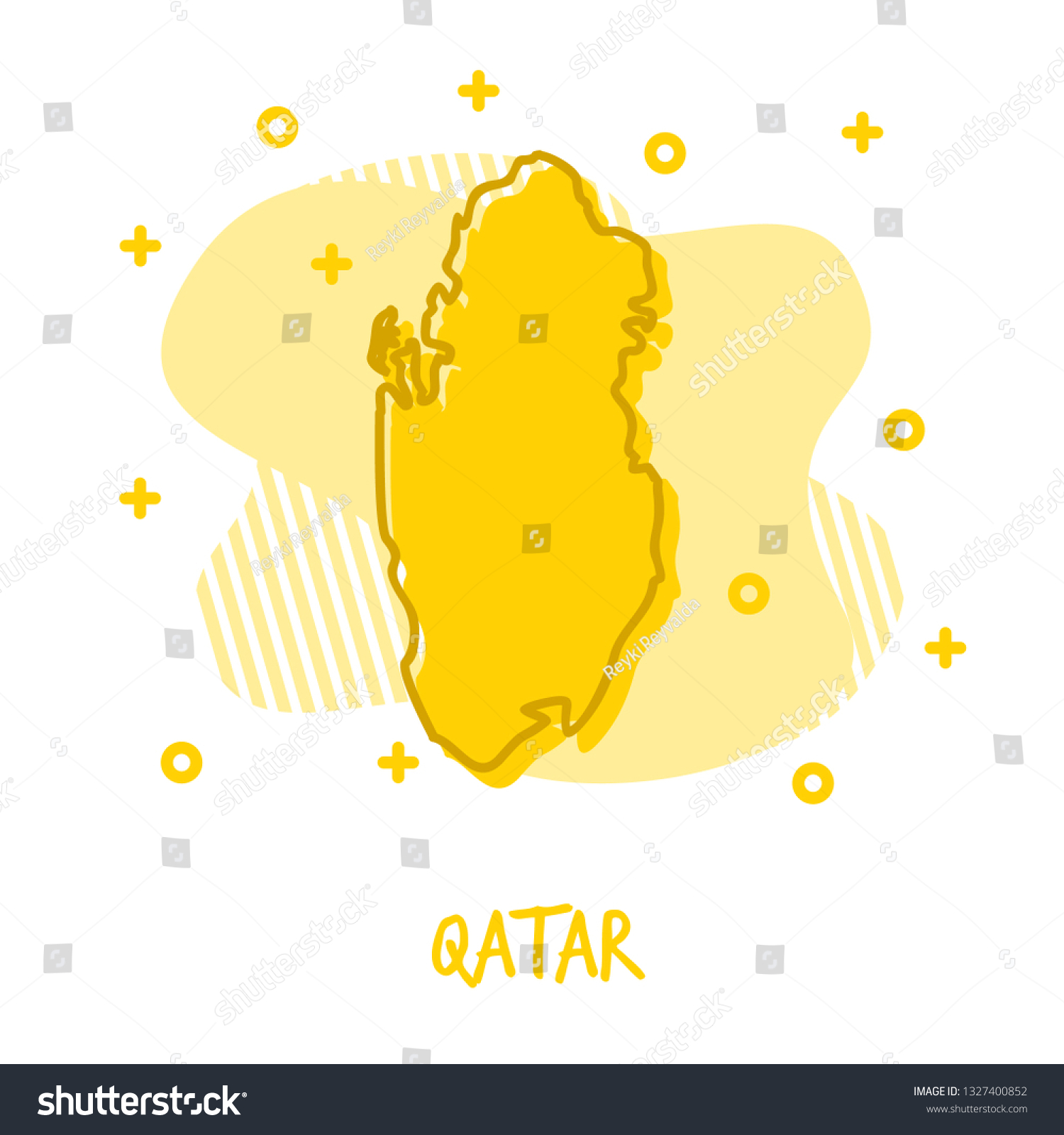 Cartoon Qatar Map: vetor stock (livre de direitos) 1327400852 ...