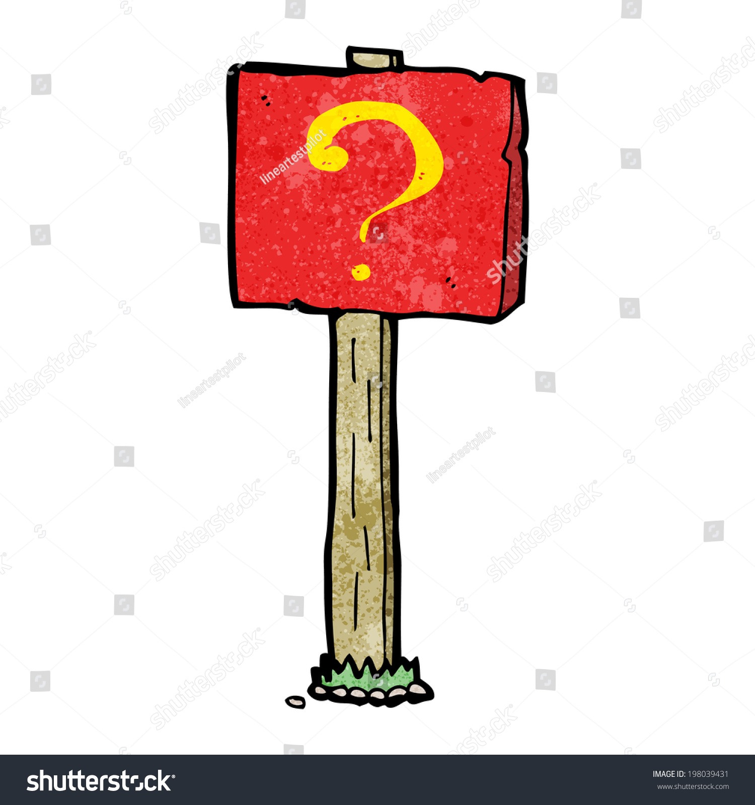 Cartoon Question Mark Sign Post Stock Vector (Royalty Free) 198039431