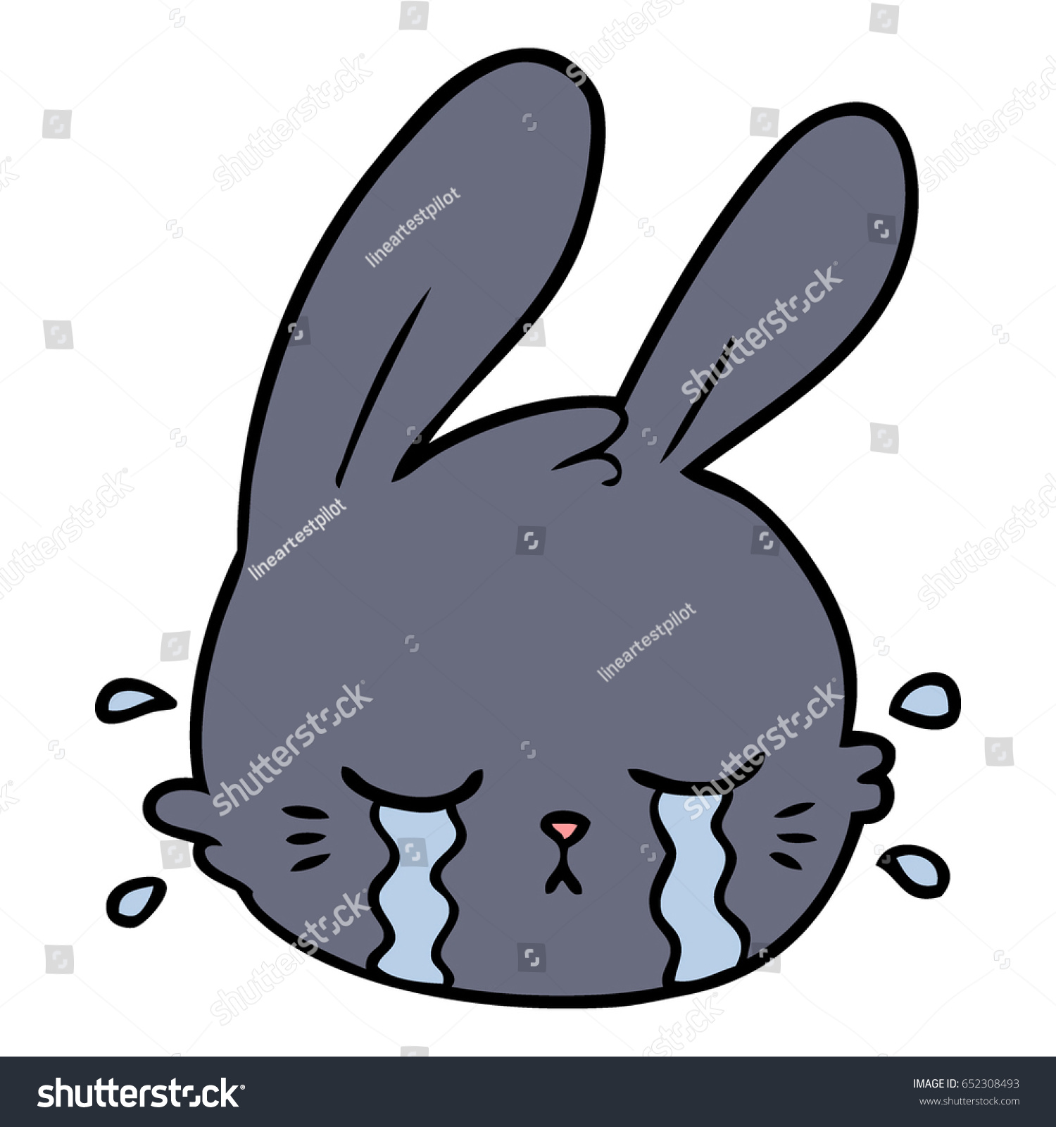 Cartoon Rabbit Face Crying Stock Vector (Royalty Free) 652308493