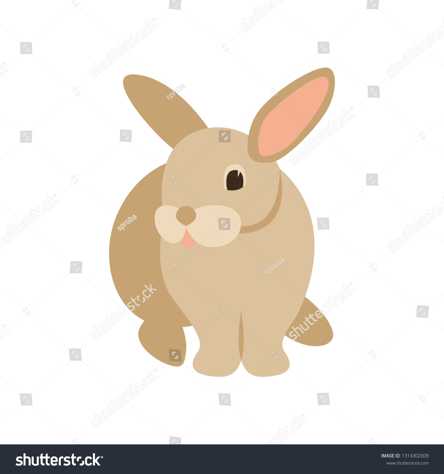 Cartoon Rabbit Vector Illustration Front View: เวกเตอร์สต็อก (ปลอดค่า ...