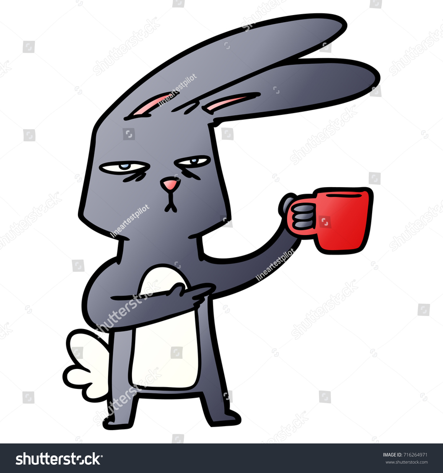 Cartoon Rabbit Coffee Stock Vector (Royalty Free) 716264971