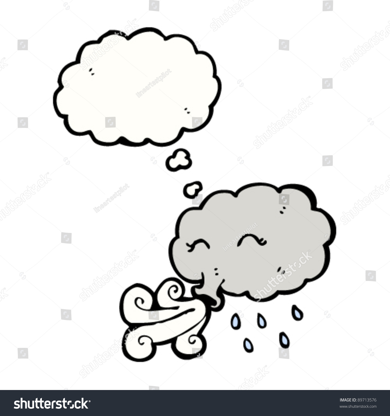 Cartoon Raincloud Blowing Storm Stock Vector (Royalty Free) 89713576 ...