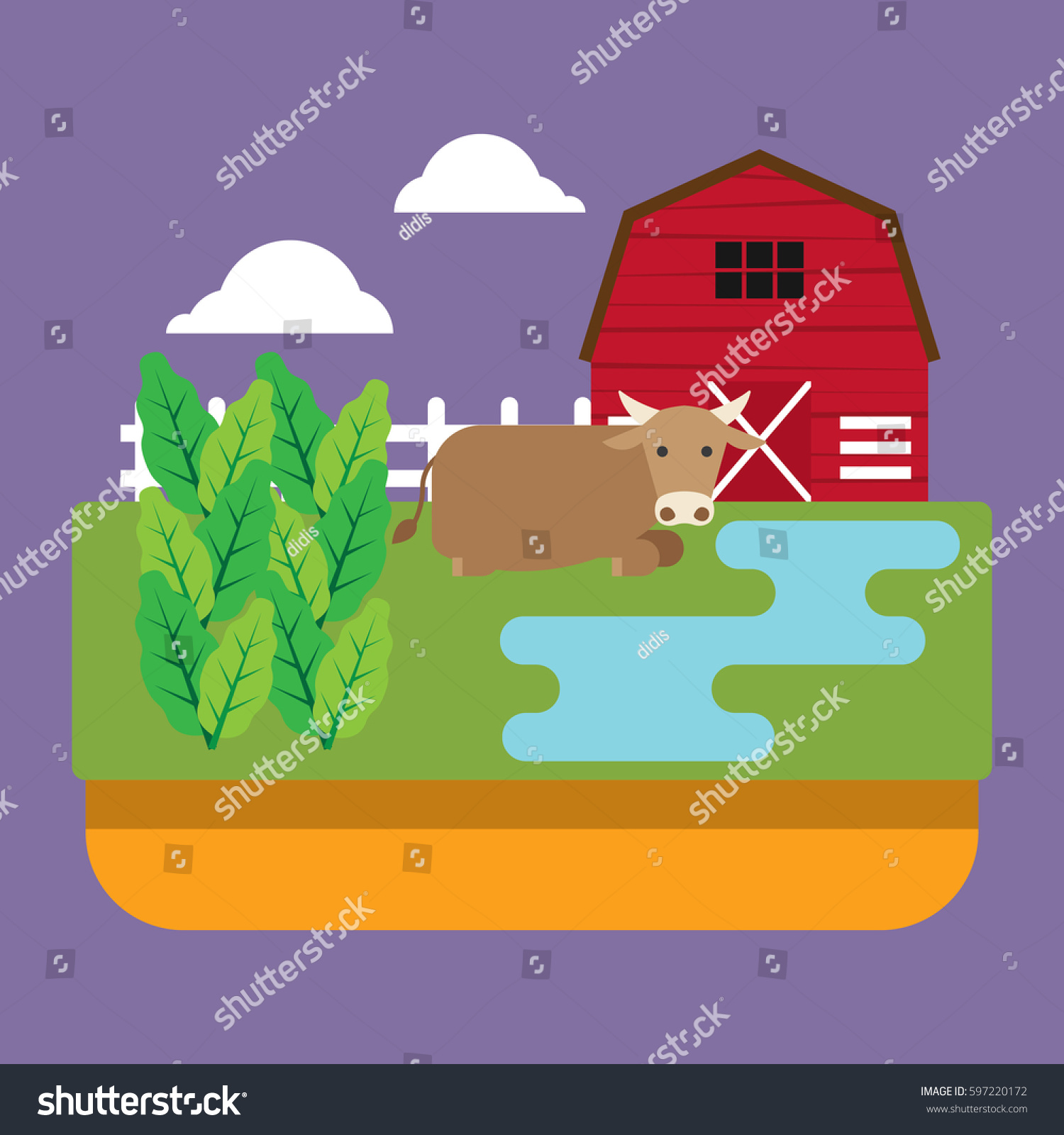 Cartoon Ranch Illustration Stock Vector (Royalty Free) 597220172 ...