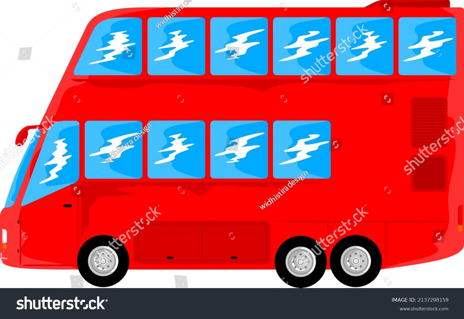 Cartoon Red Cute Double Decker Bus Stock Vector (Royalty Free ...