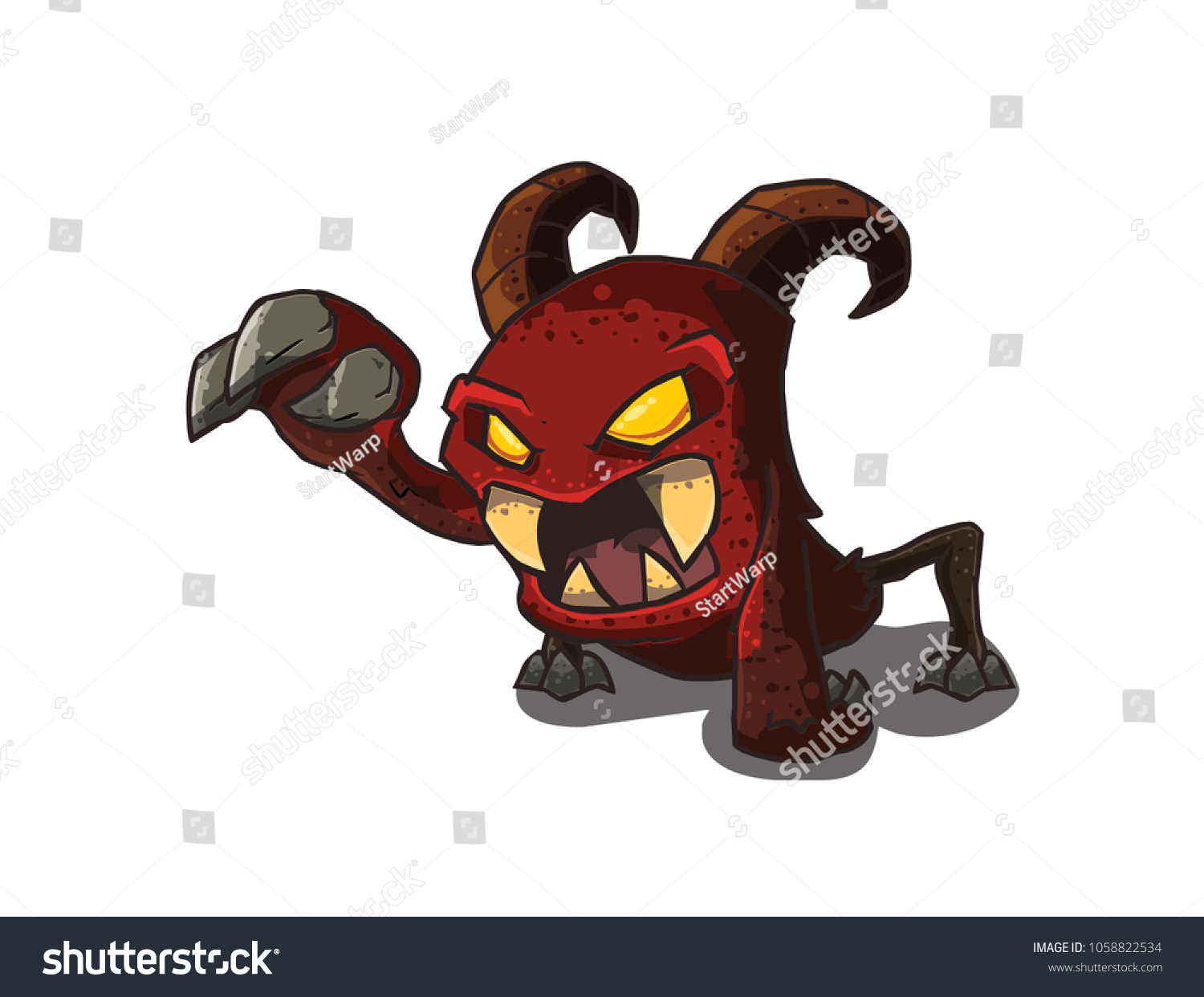 Cartoon Red Demon Stock Vector (Royalty Free) 1058822534 | Shutterstock