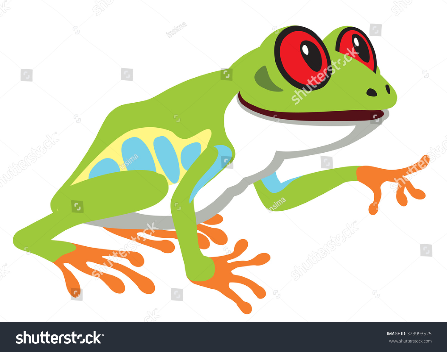 Cartoon Red Eye Tree Frog Side: стоковая векторная графика (без ...