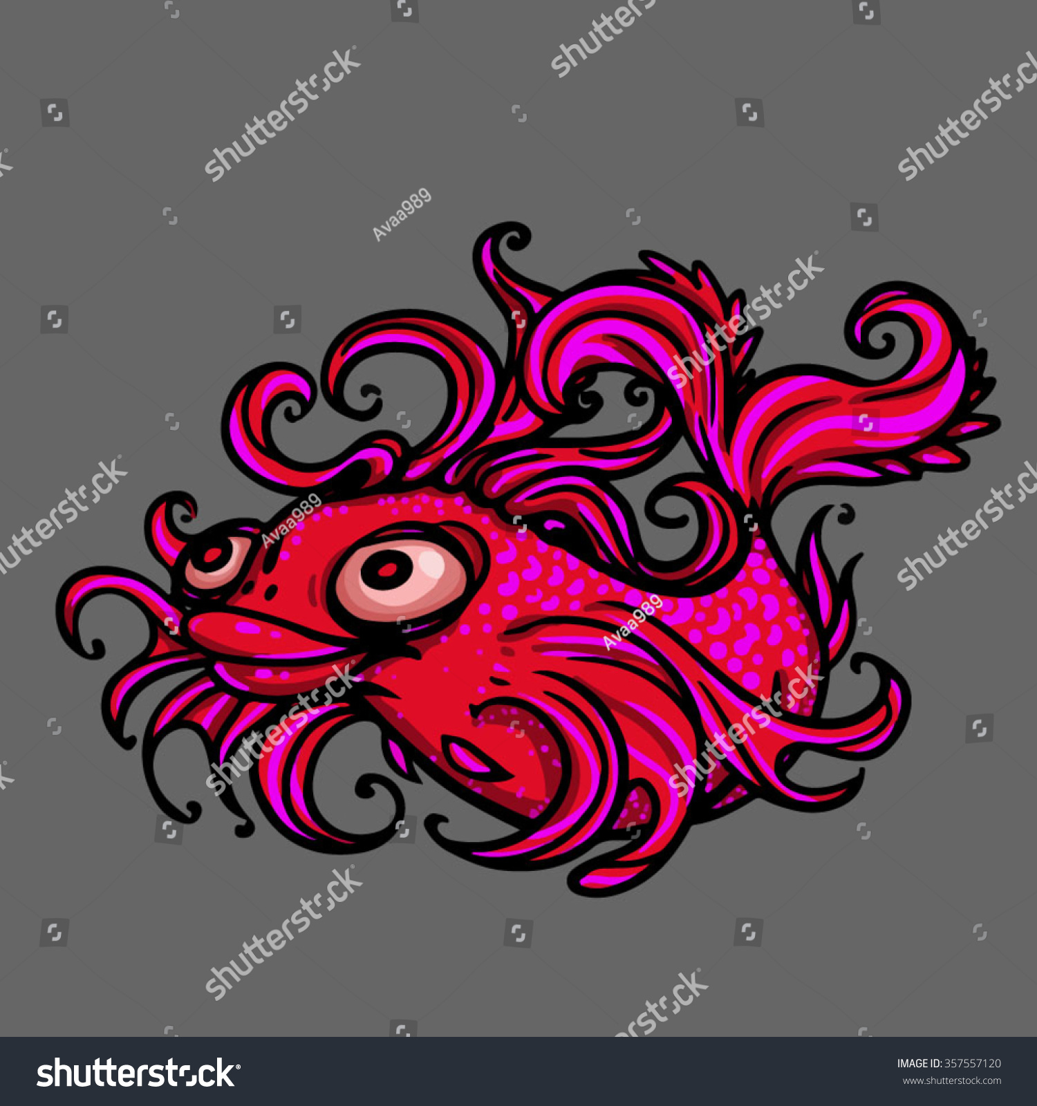 Cartoon Red Fish Stock Vector (Royalty Free) 357557120 | Shutterstock