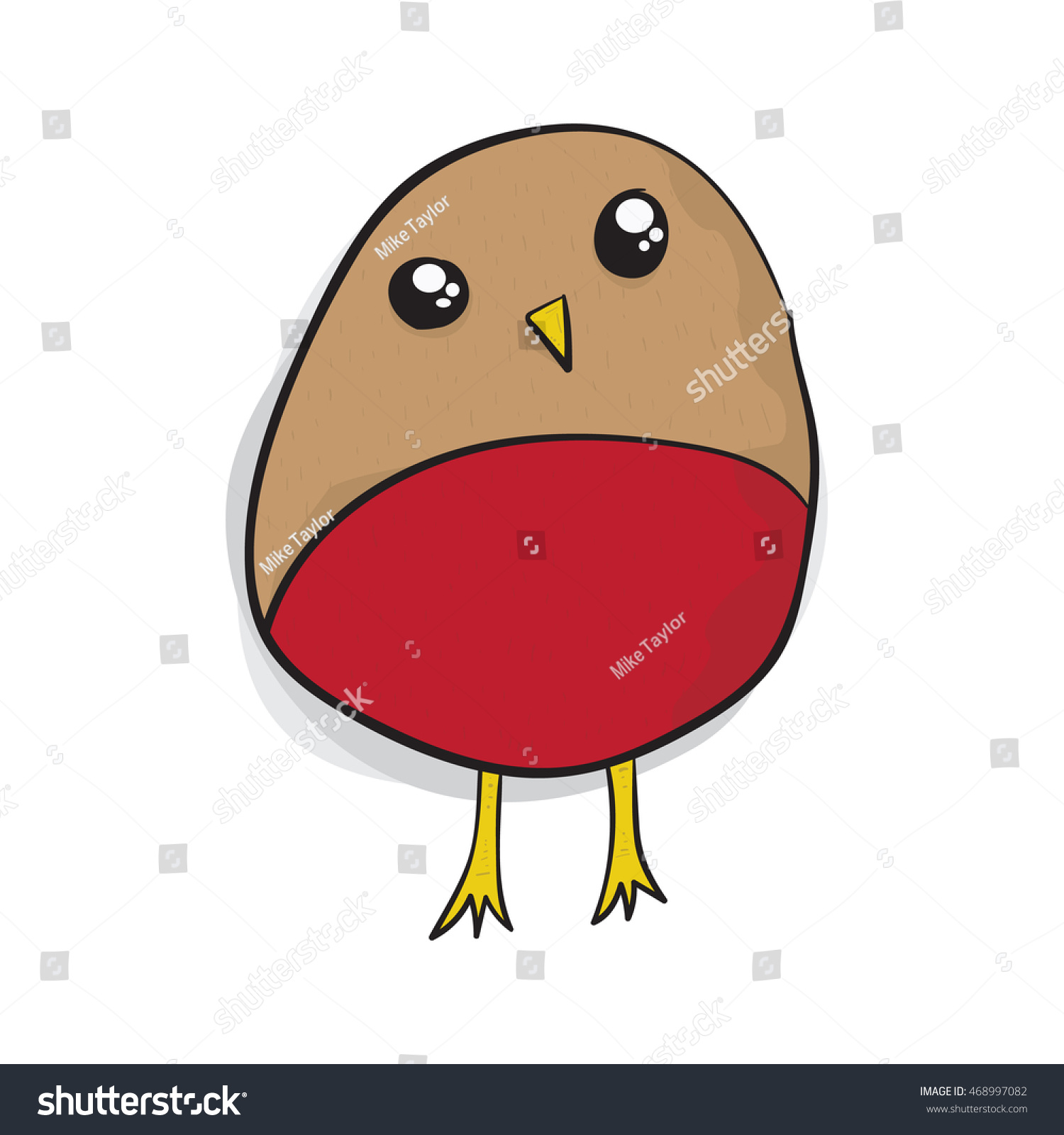 Cartoon Red Robin Bird Vector Stock Vector (Royalty Free) 468997082