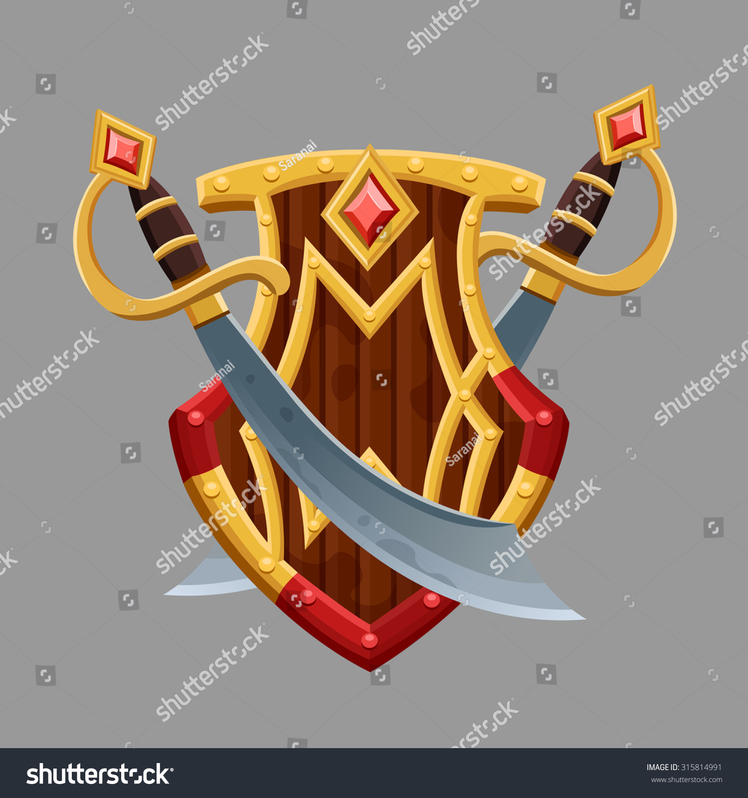 Cartoon Red Shield Vector Illustration Stock Vector (Royalty Free ...