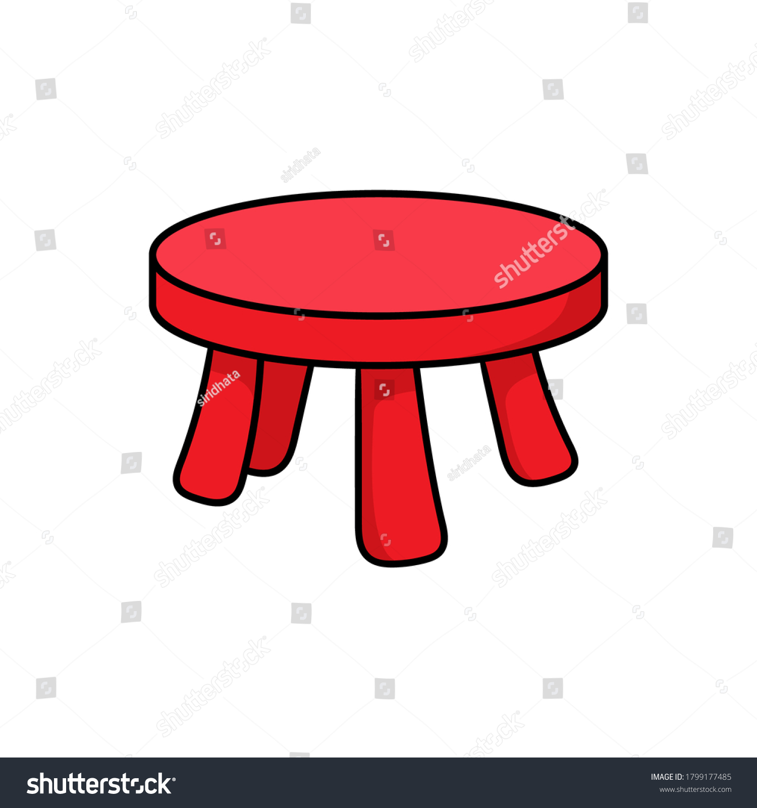 Cartoon Red Stool Vector Illustration Stock Vector (Royalty Free ...