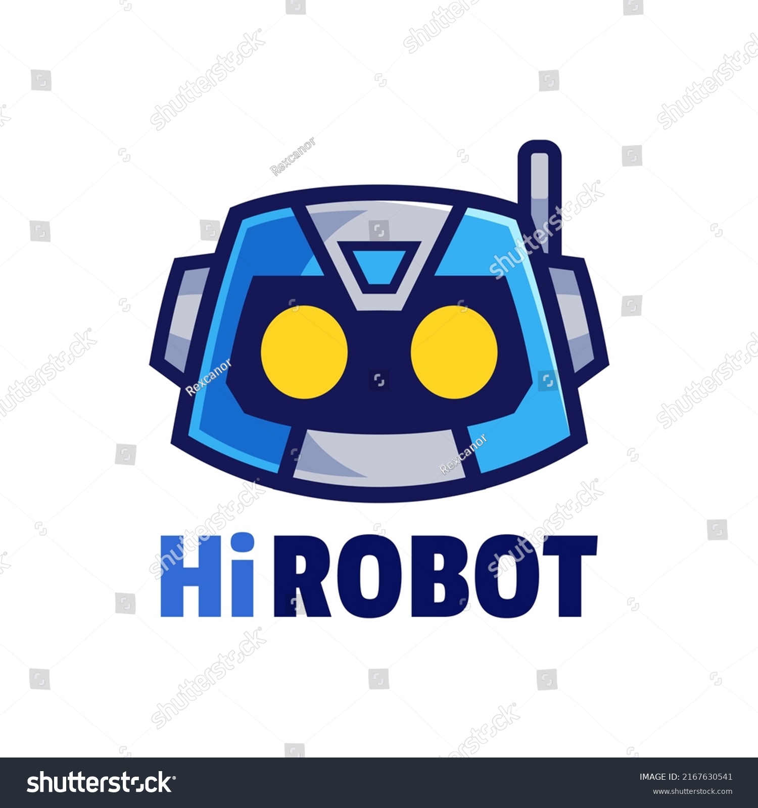 Cartoon Robot Head Logo Design Template Stock Vector (Royalty Free ...