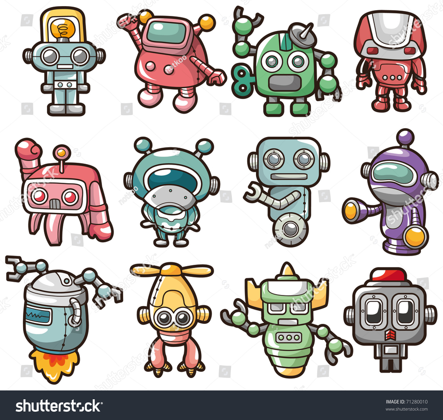 Cartoon Robot Icon: เวกเตอร์สต็อก (ปลอดค่าลิขสิทธิ์) 71280010 ...