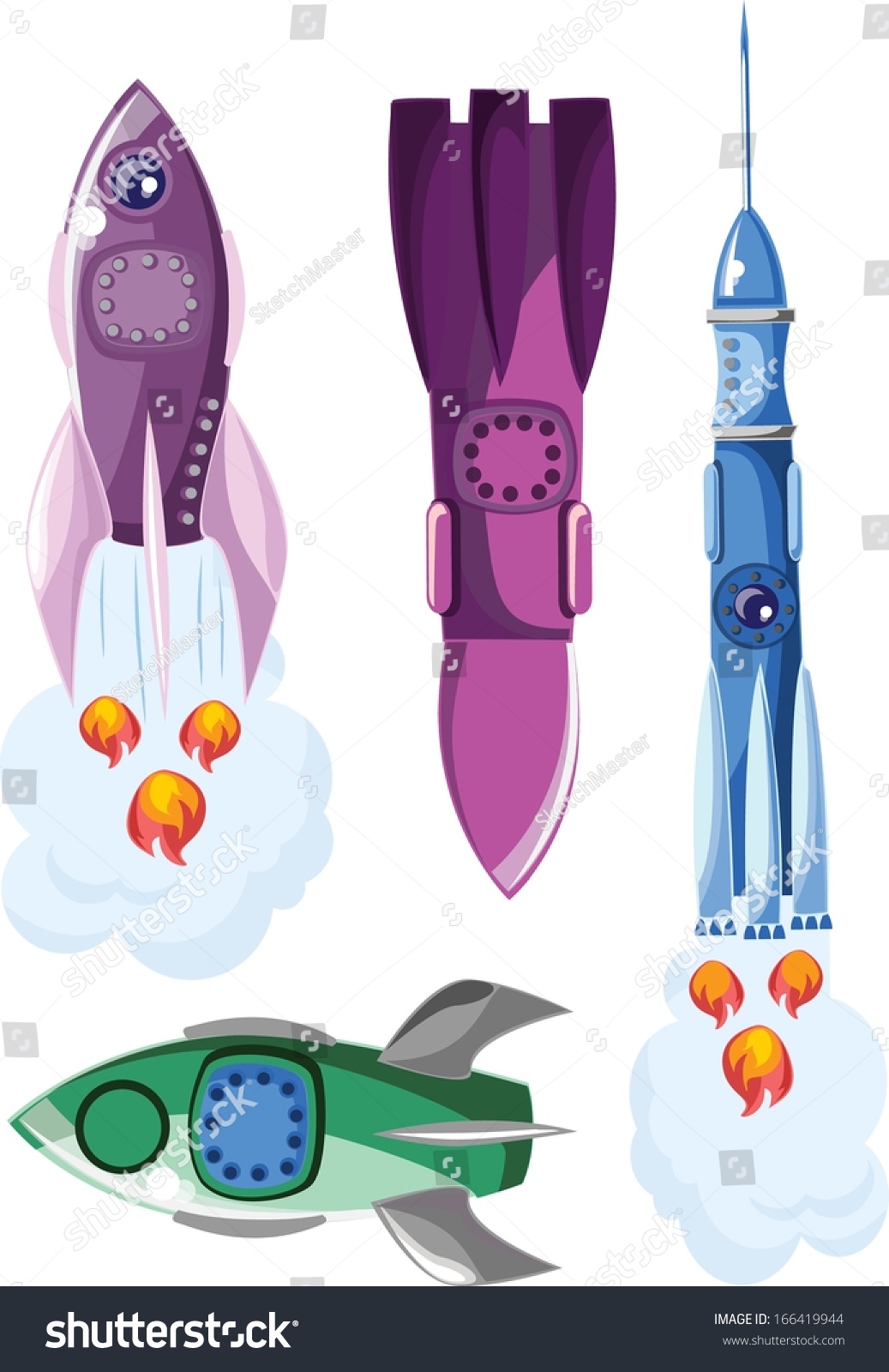 Cartoon Rockets Robots Vector Set 库存矢量图（免版税）166419944 | Shutterstock