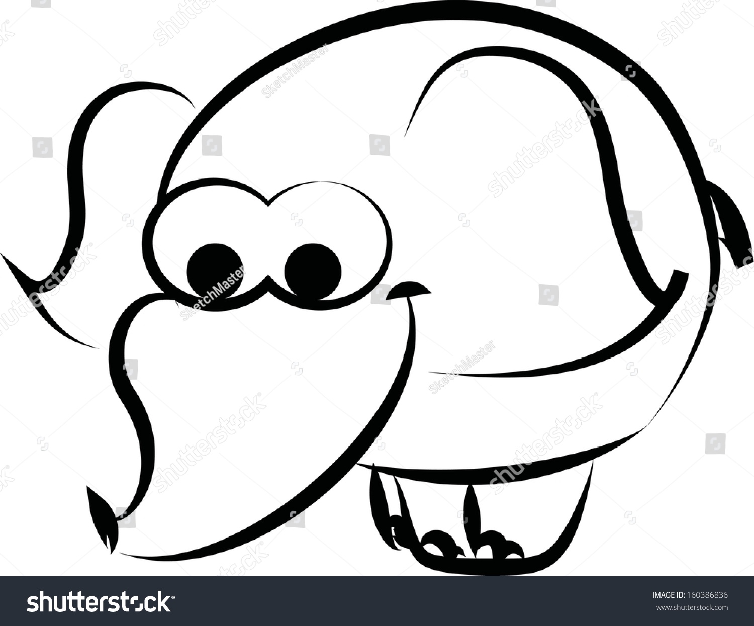Cartoon Round Elephant Vector Stock Vector (Royalty Free) 160386836 ...