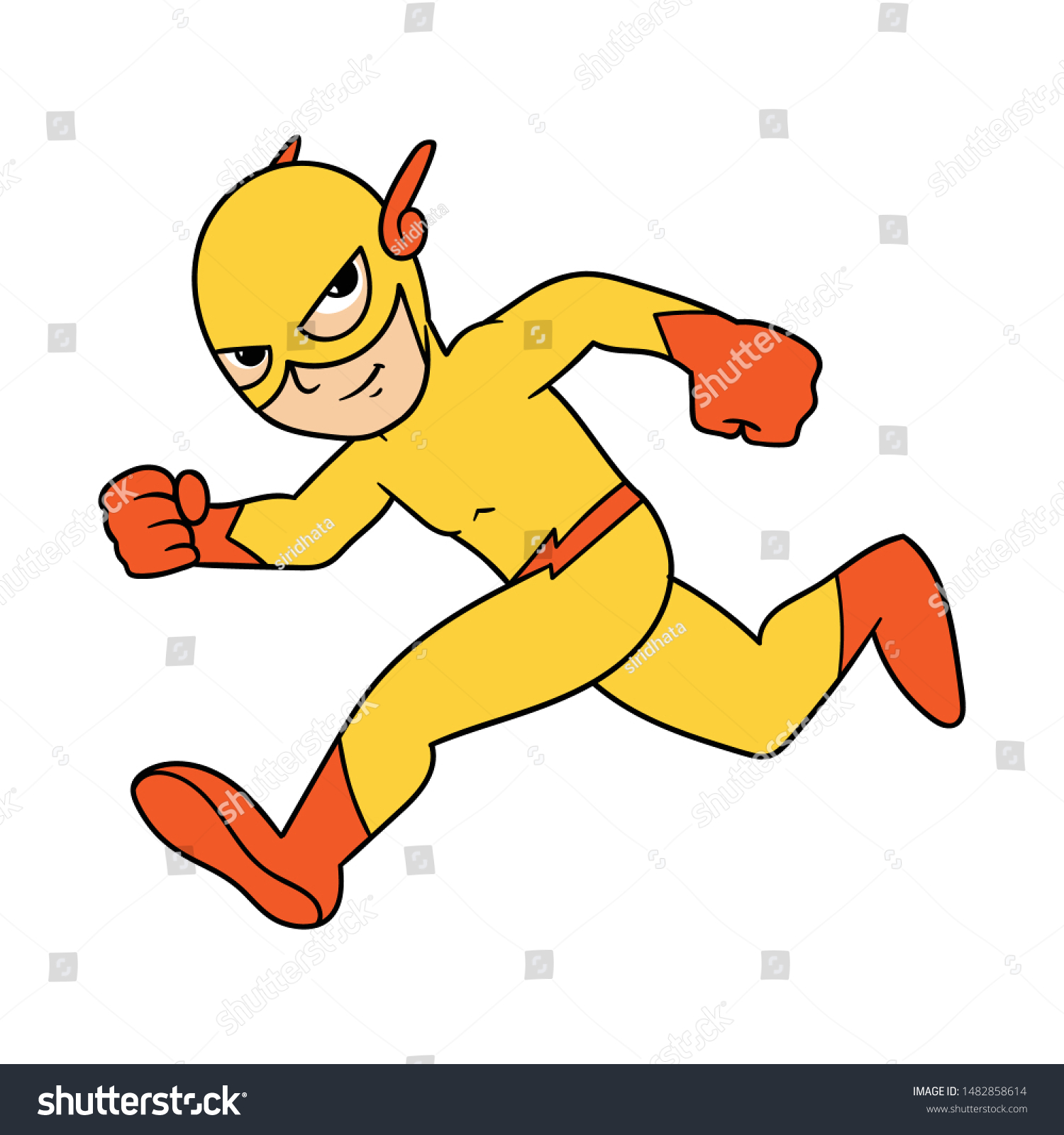 Cartoon Running Superhero Vector Illustration Stock Vector (Royalty ...