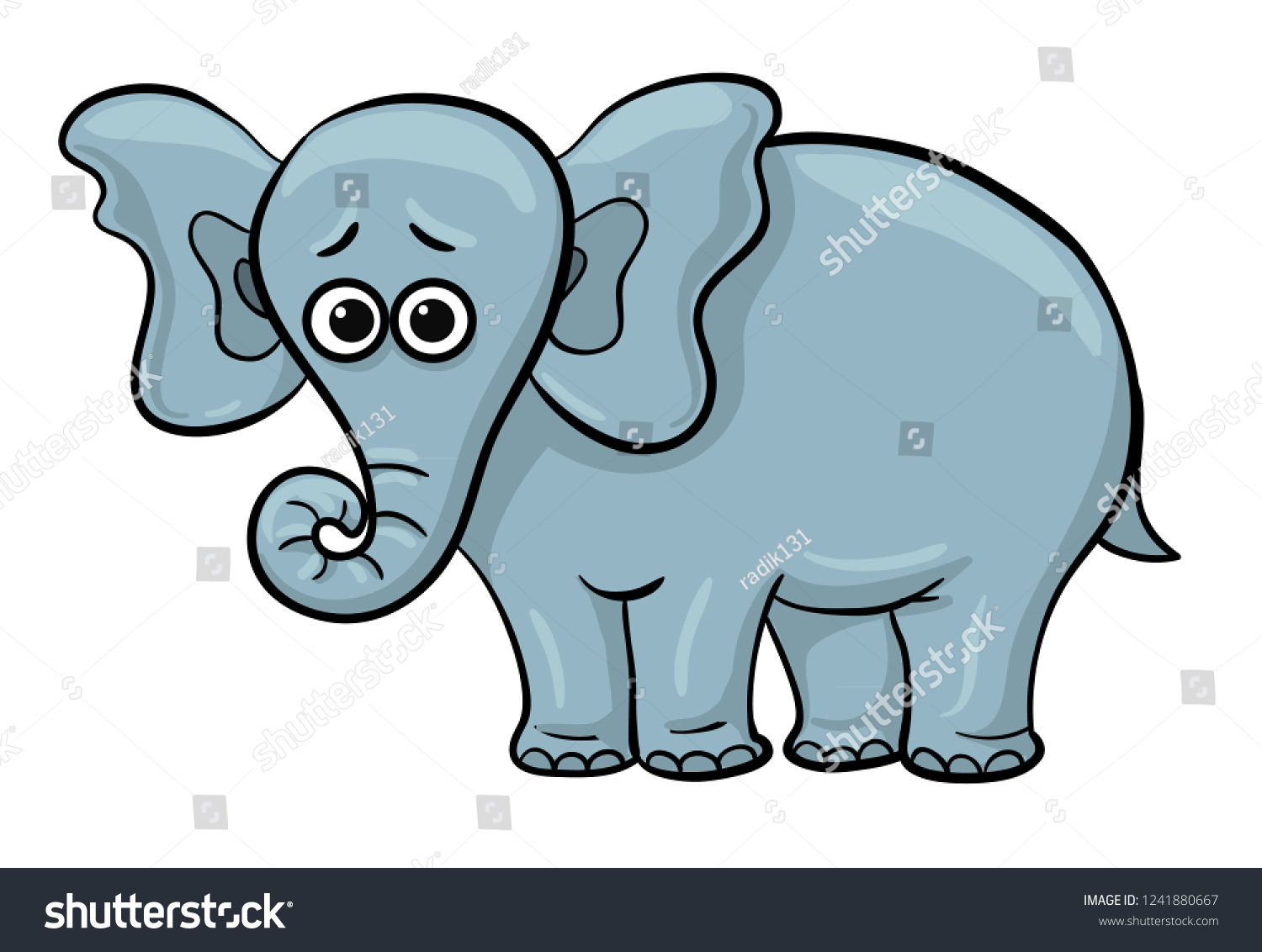 Cartoon Sad Elephant Stock Vector (Royalty Free) 1241880667