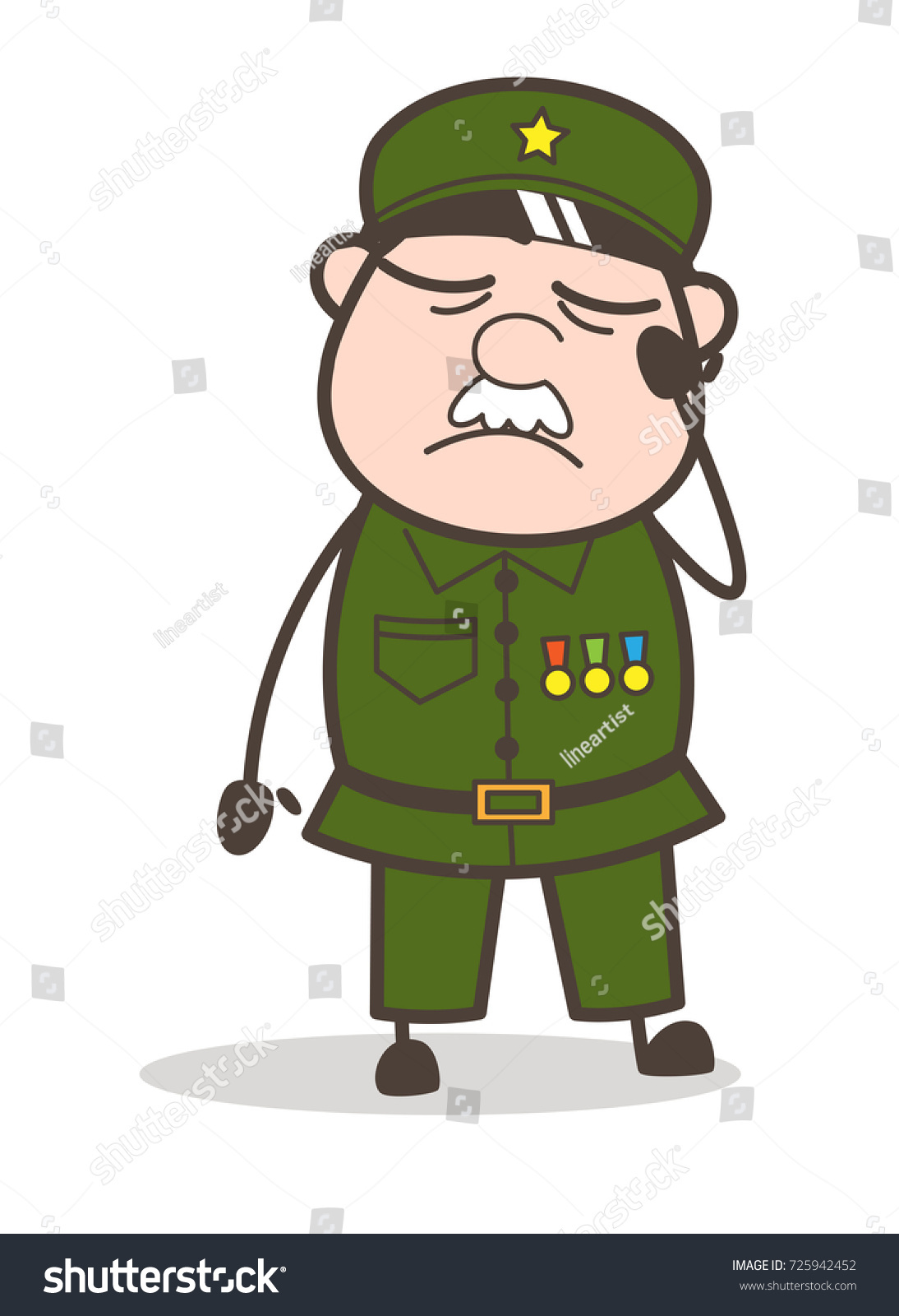 Cartoon Sad Sergeant Crying Vector Illustration Stock Vector (Royalty ...