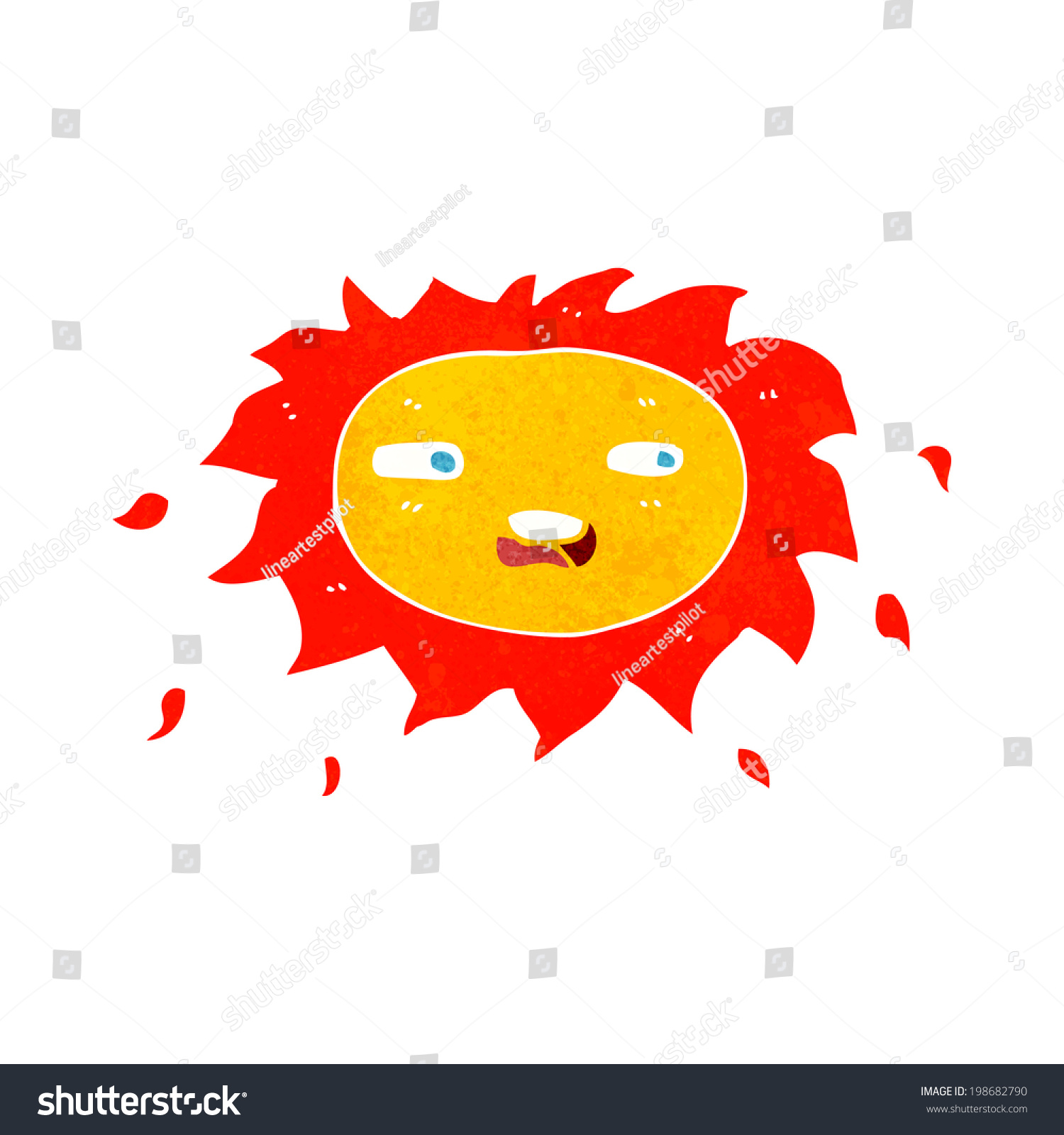 Cartoon Sad Sun Stock Vector (Royalty Free) 198682790