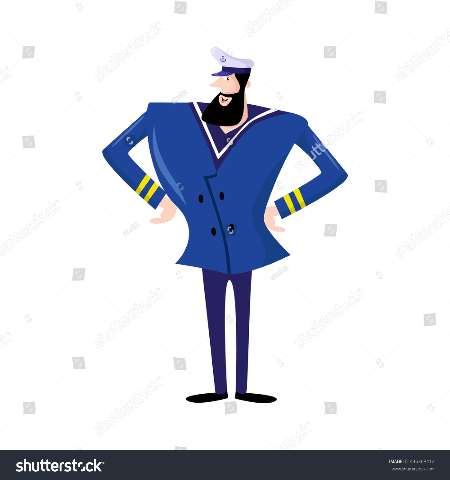 Cartoon Sailor Characters Captain Vector Illustration: vector de stock ...